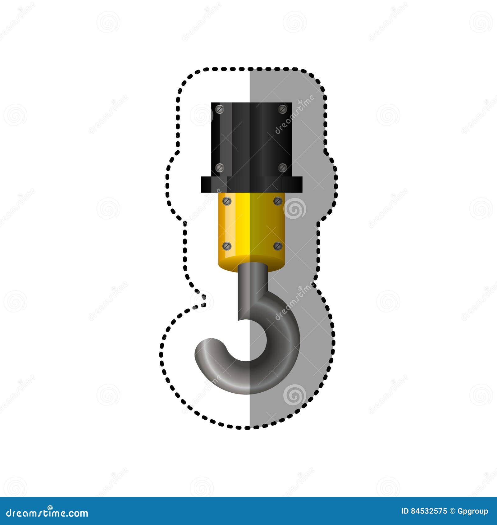 Dotted Sticker Crane Hook Icon Stock Vector - Illustration of machine ...