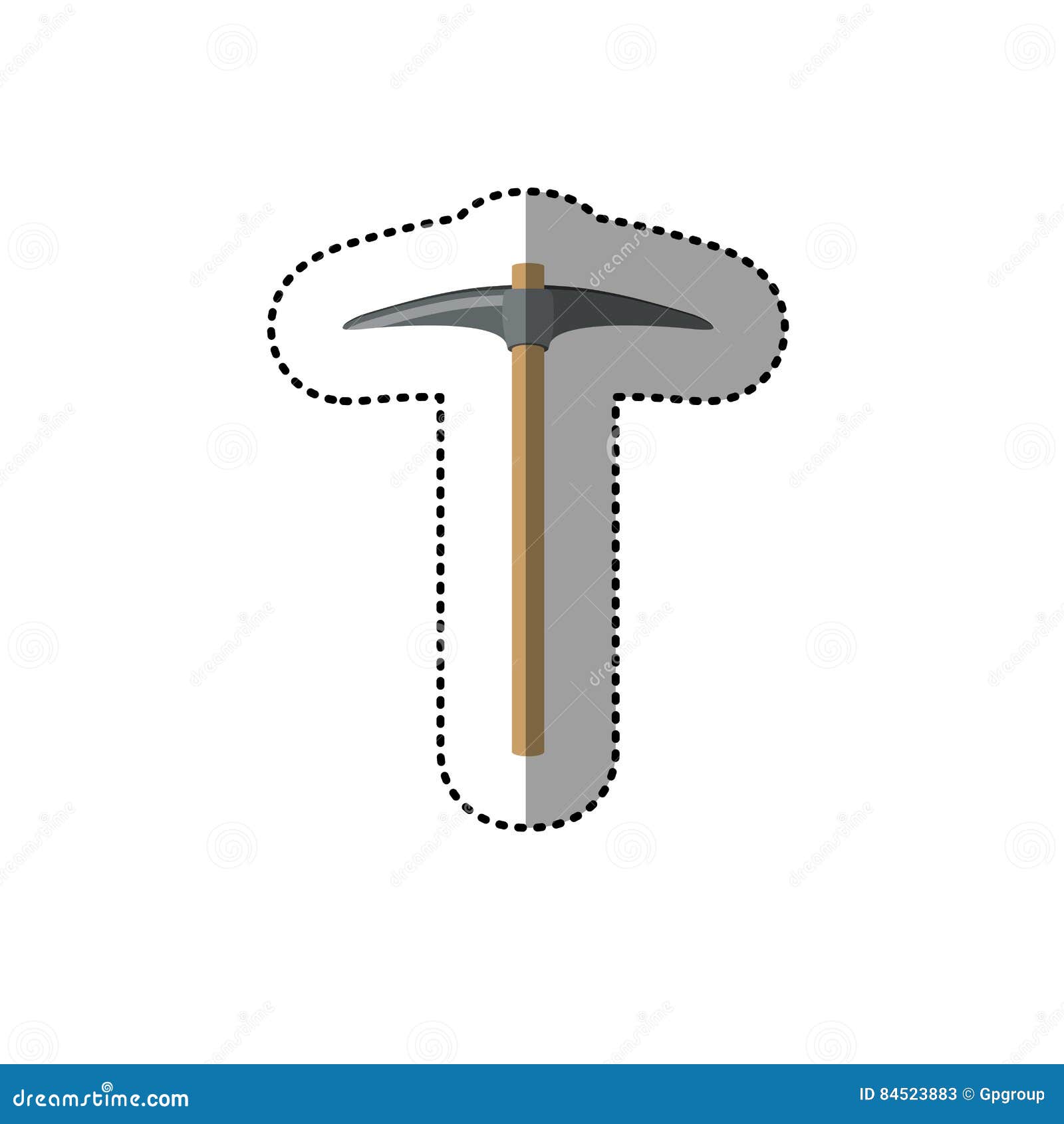 Dotted Sticker Pickaxe Construction Tool Stock Vector - Illustration of ...