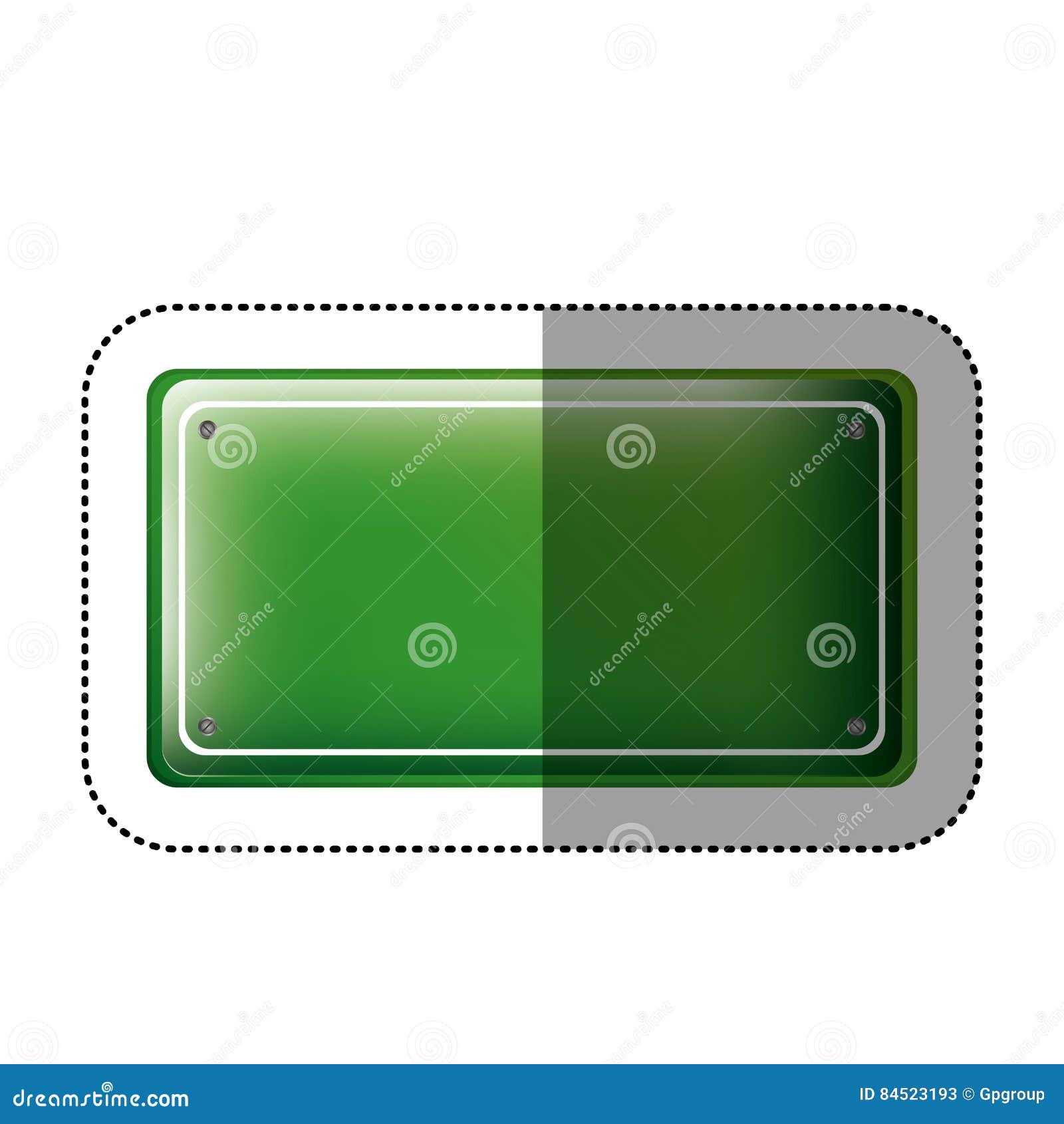 Dotted Sticker Rectangle of Road Sign Green Stock Vector - Illustration ...