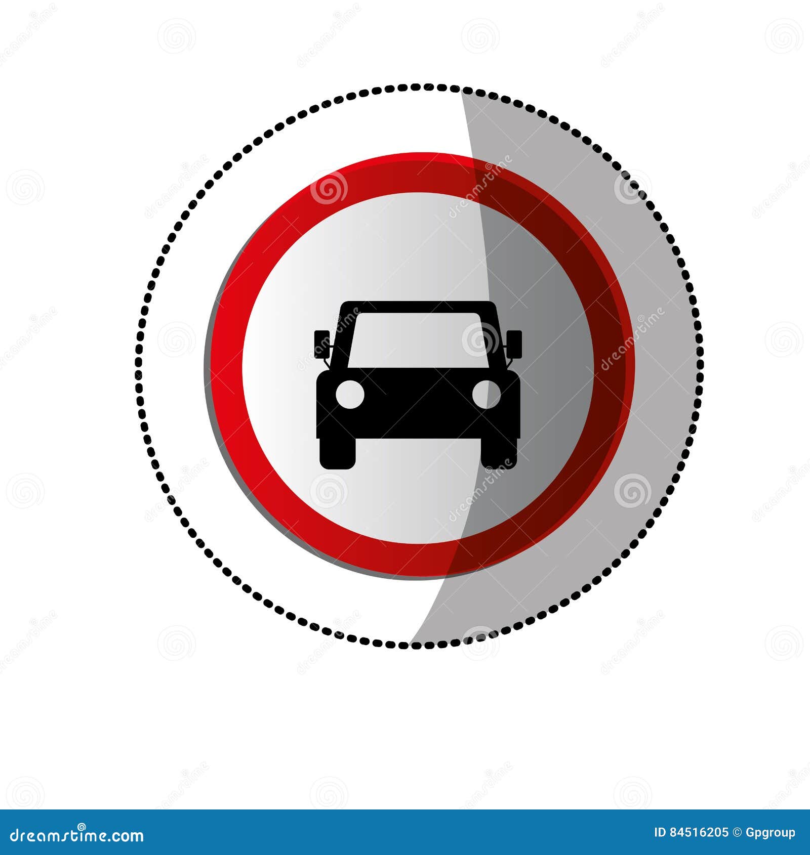 Dotted Sticker with Road Sign of Car Crossing Stock Vector ...