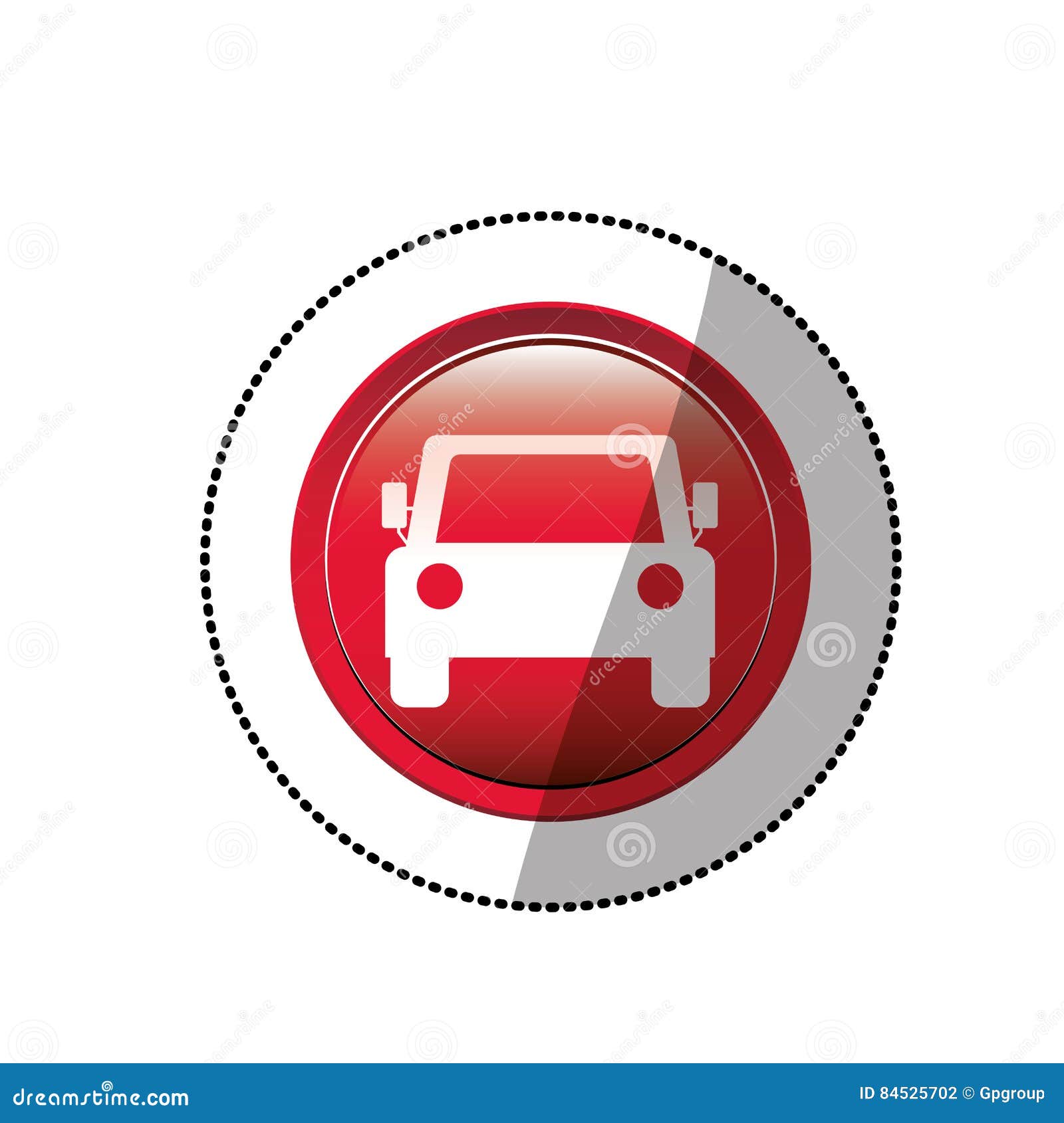 Dotted Sticker with Road Sign of Car Crossing Stock Vector ...