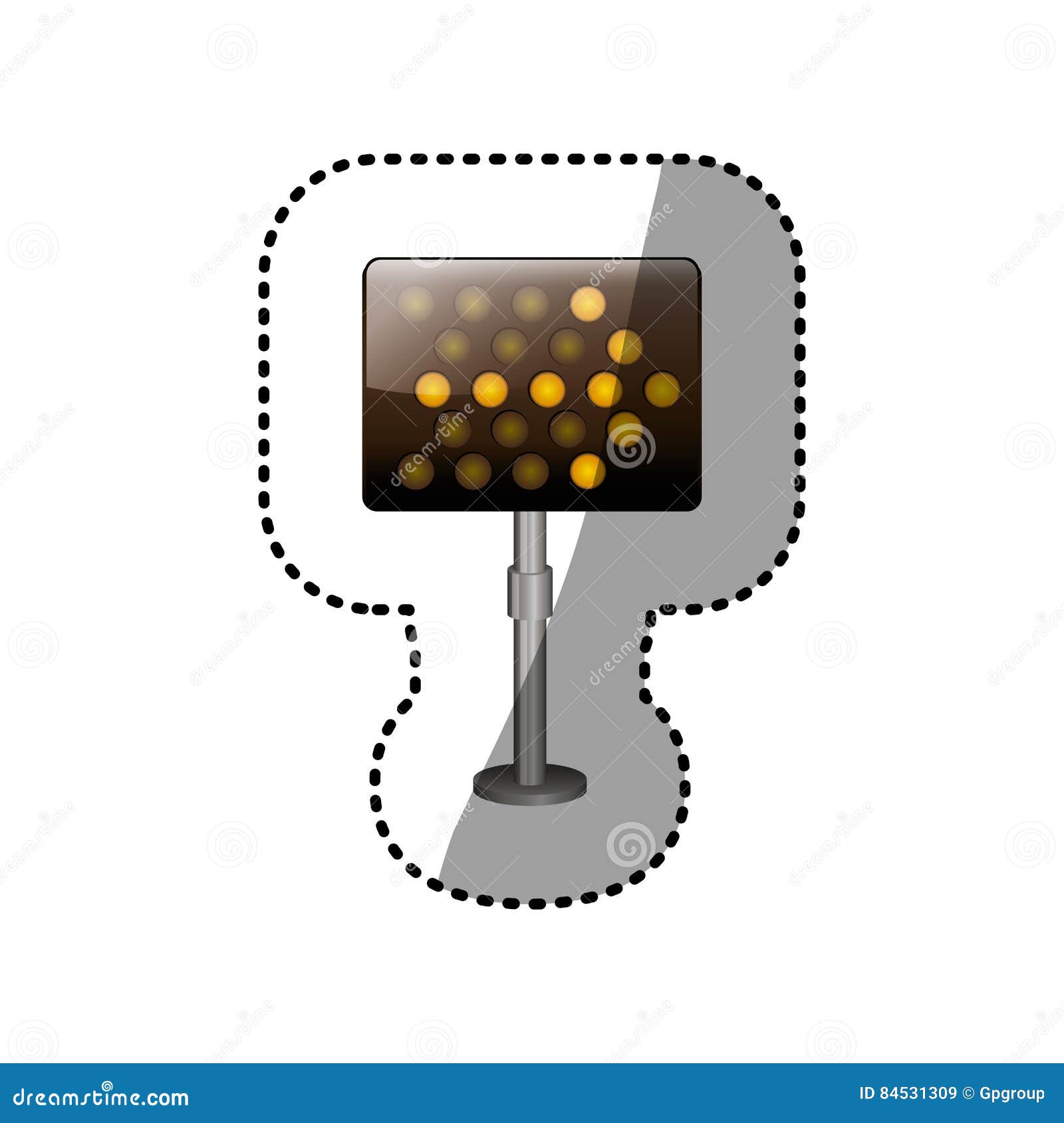 Dotted Sticker Road Sign Led Right Arrow Stock Vector - Illustration of ...