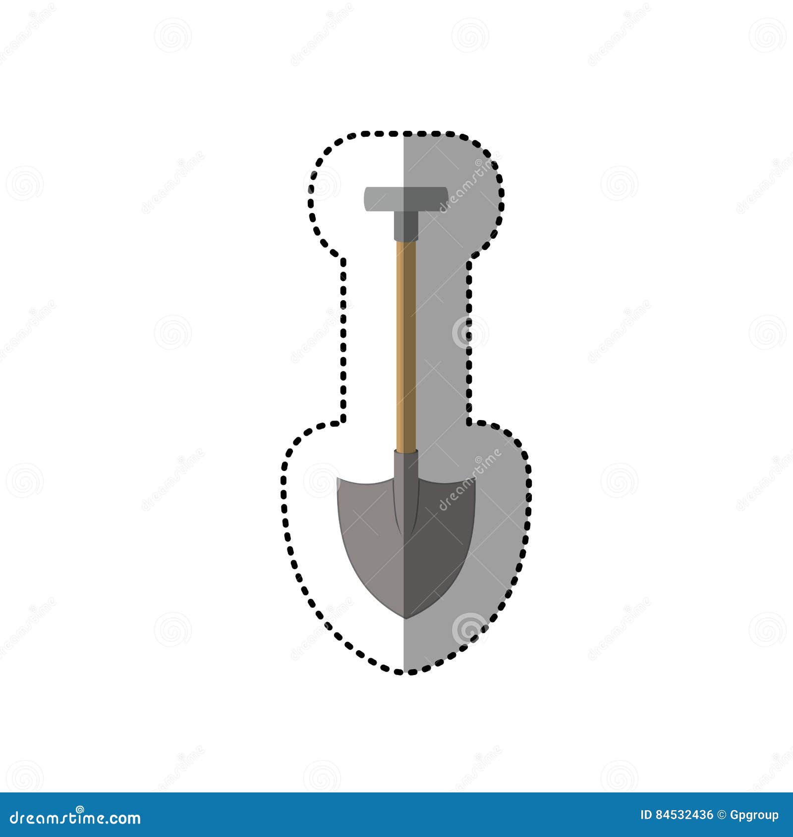 Dotted Sticker Shovel Construction Tool Stock Vector - Illustration of ...