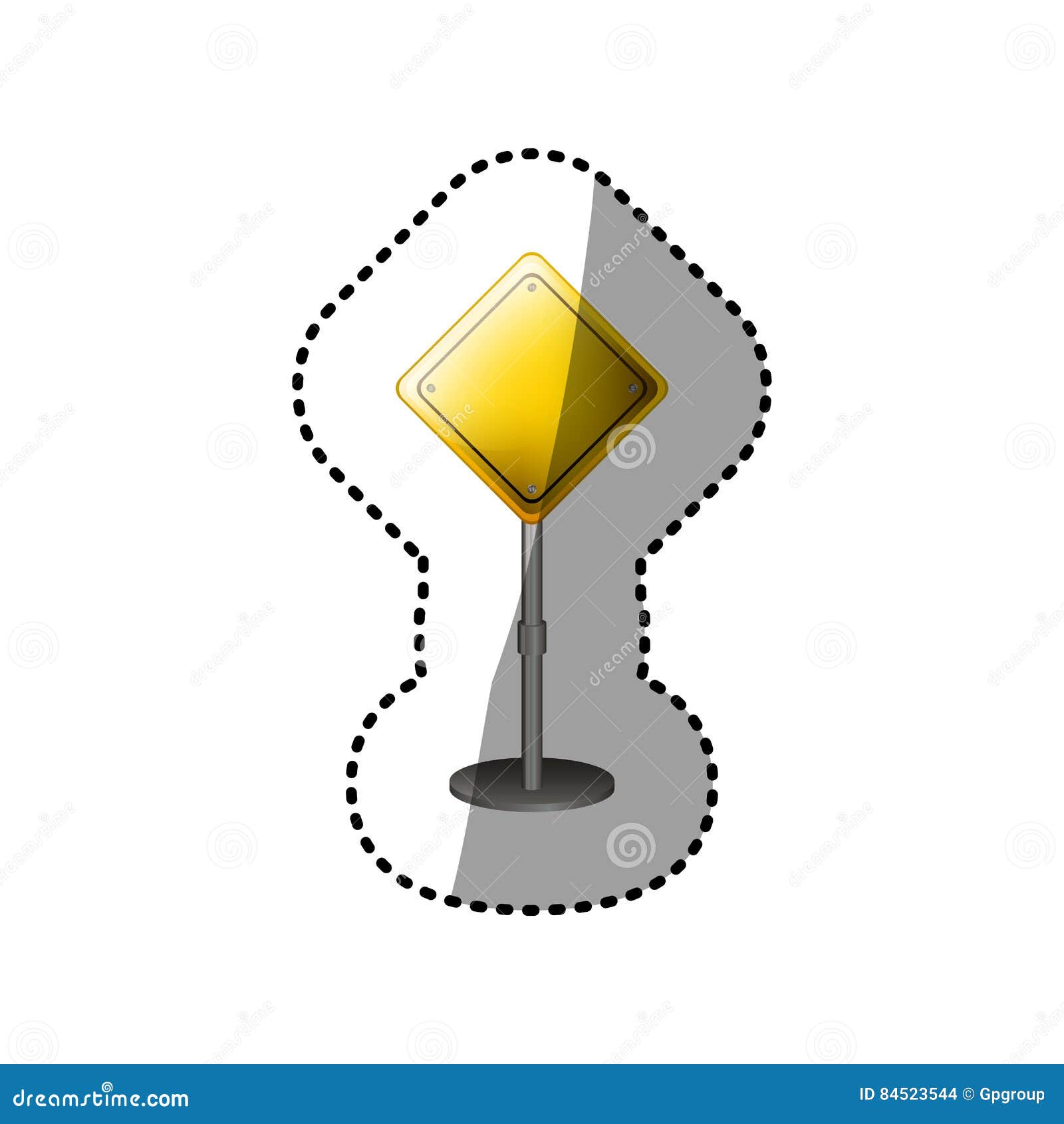 Dotted Sticker Yellow Road Sign Stock Vector - Illustration of badge ...
