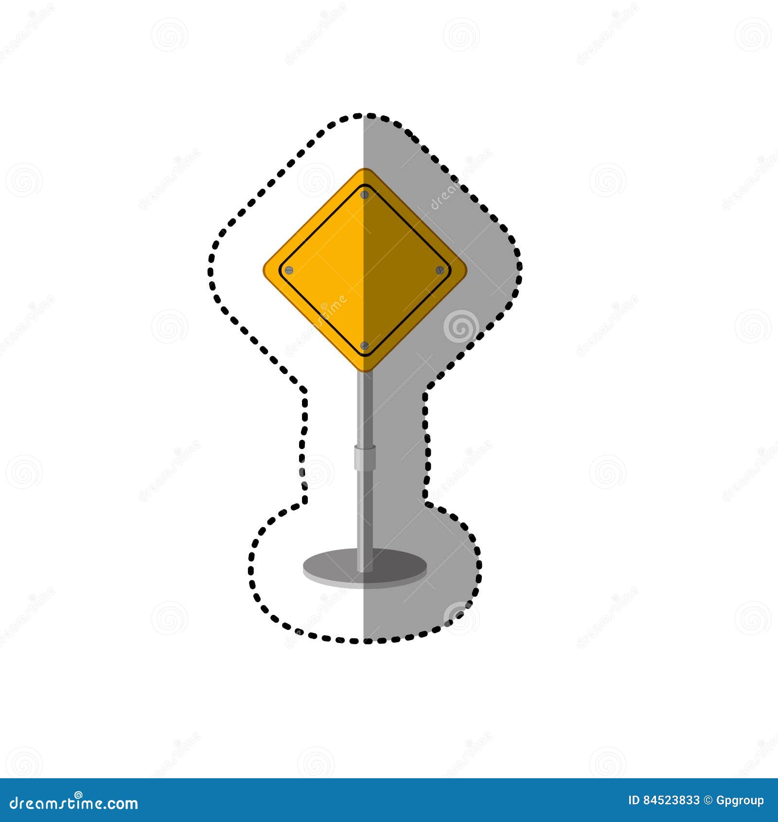 Dotted Sticker Yellow Road Sign Stock Vector - Illustration of ...