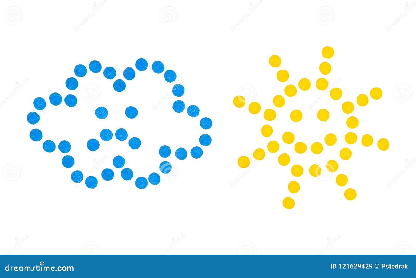 Dotted Sun and Cloud Weather Symbols on White Background Stock ...