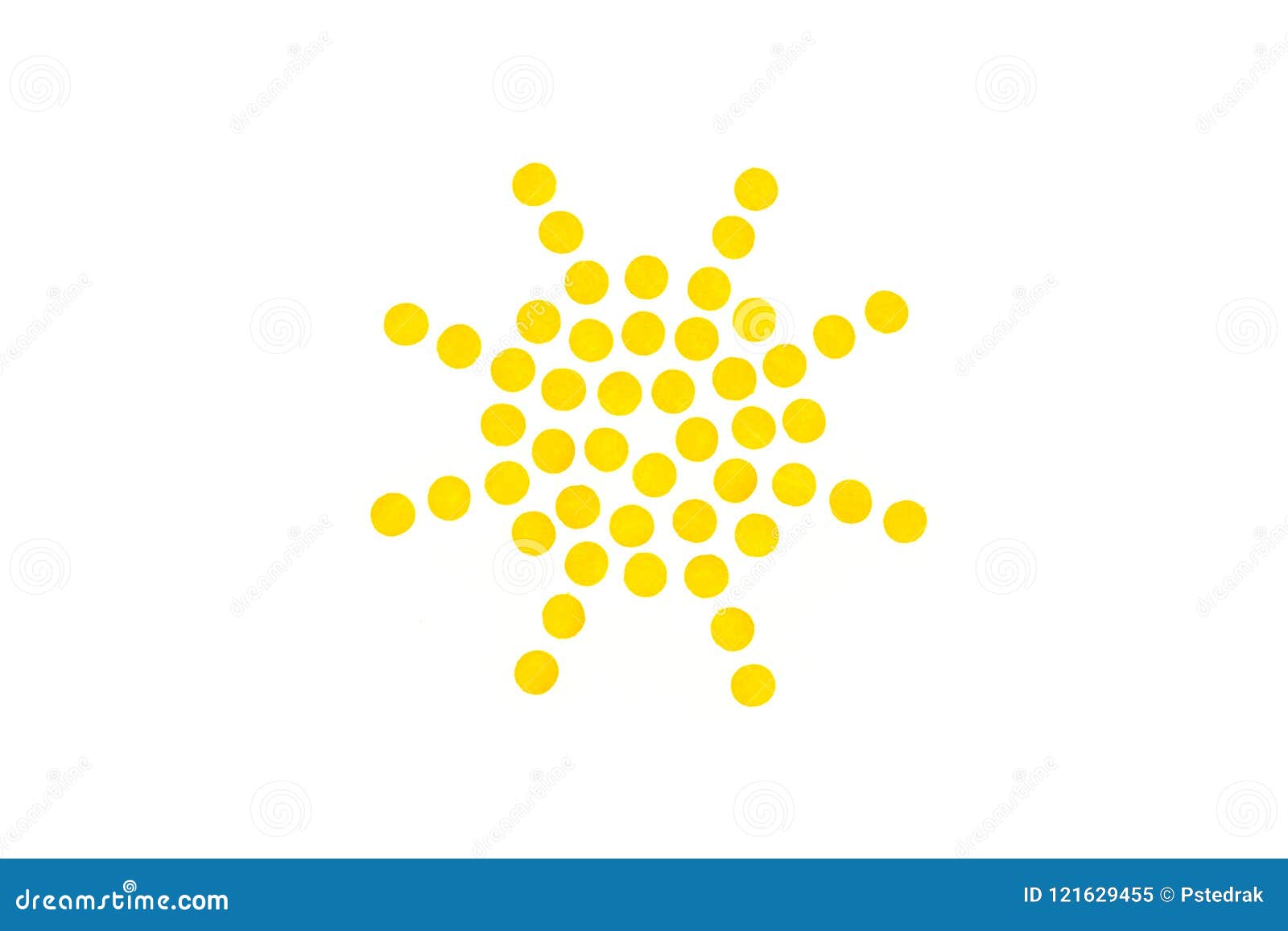 Dotted Sun Symbol on White Background with Copy Space Stock ...