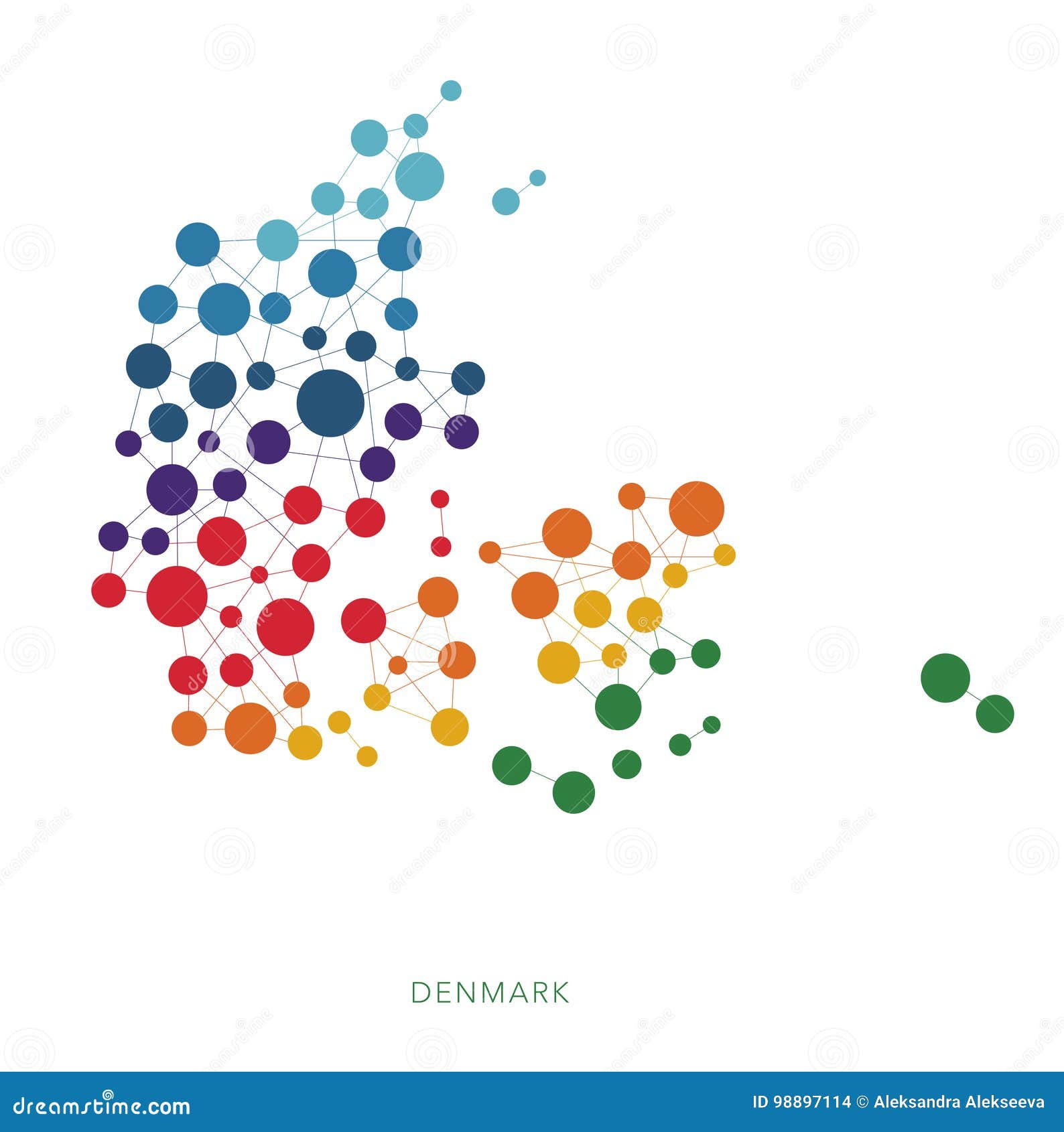 Denmark Map Vector. High Detailed Administrative 3D Map Of Denmark With ...
