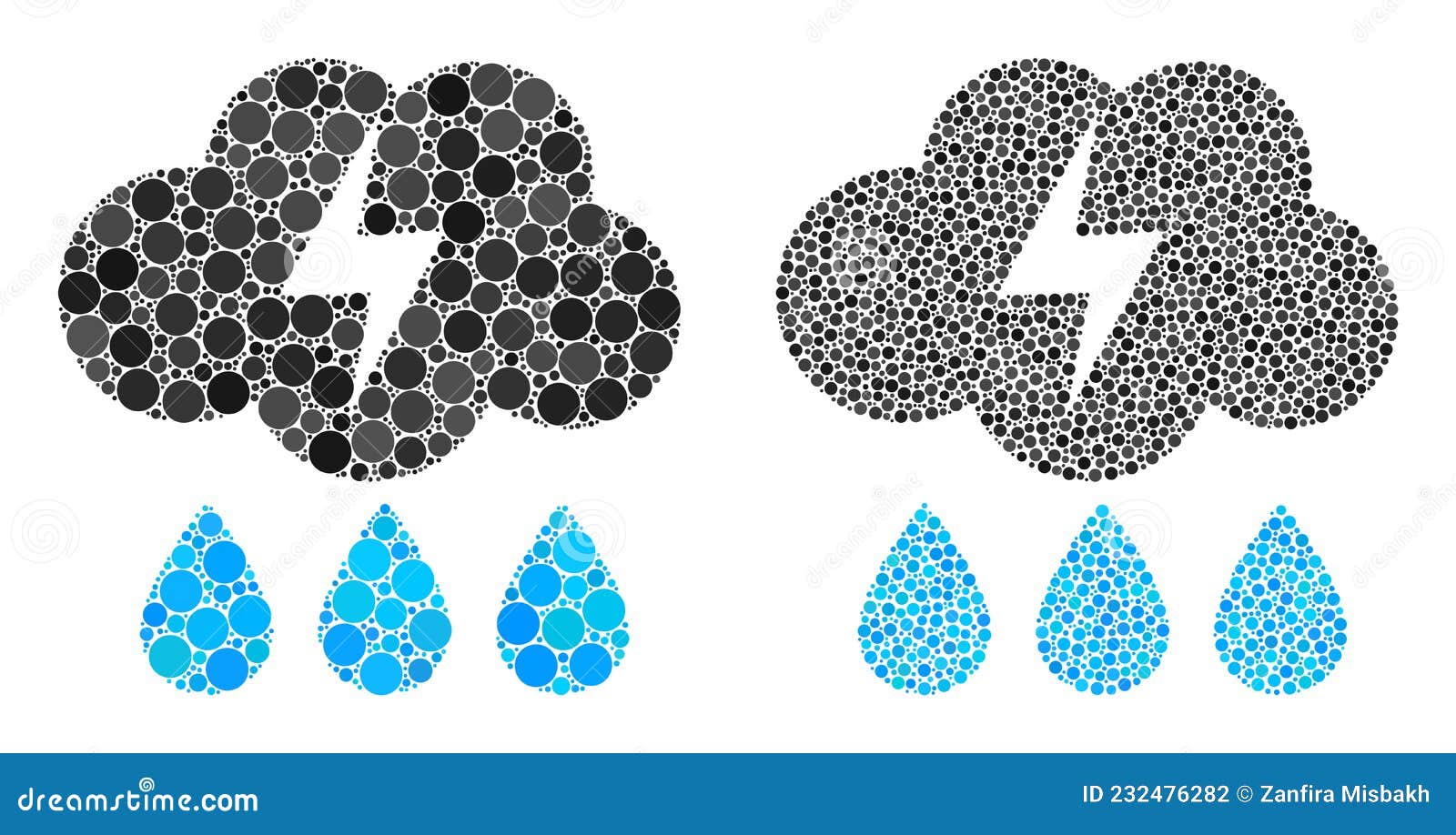 Circle Thunderstorm Icon Collage Stock Vector - Illustration of cloudy ...