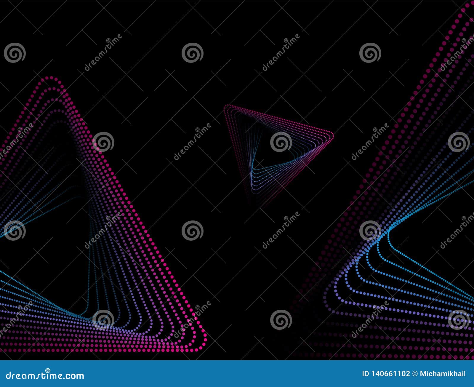 Dotted Triangles on Black Background Stock Illustration - Illustration ...
