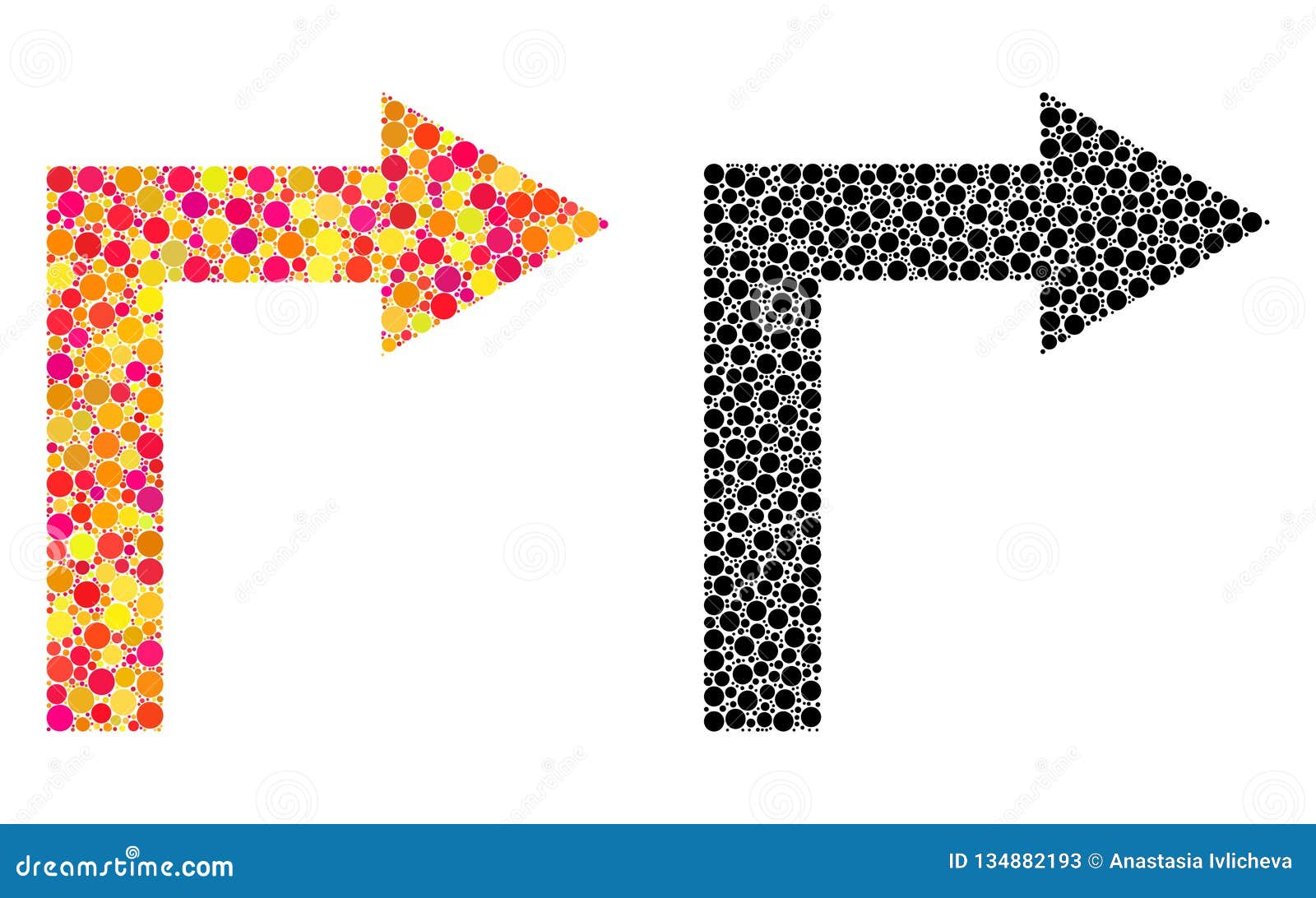 Dotted Turn Right Mosaic Icons Stock Vector - Illustration of ...