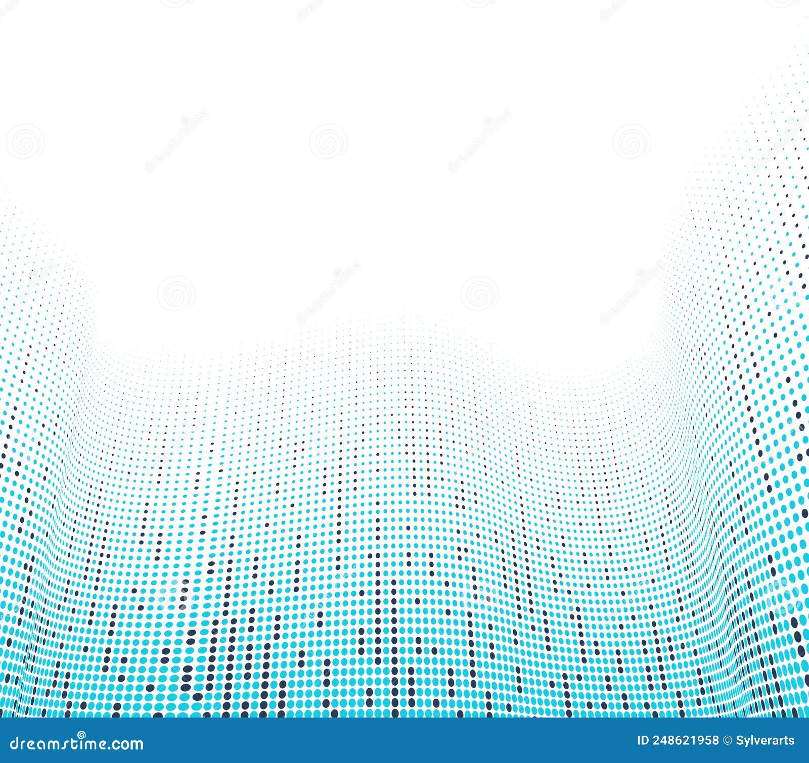 Dotted Vector Abstract Background, Blue Dots in Perspective Flow ...
