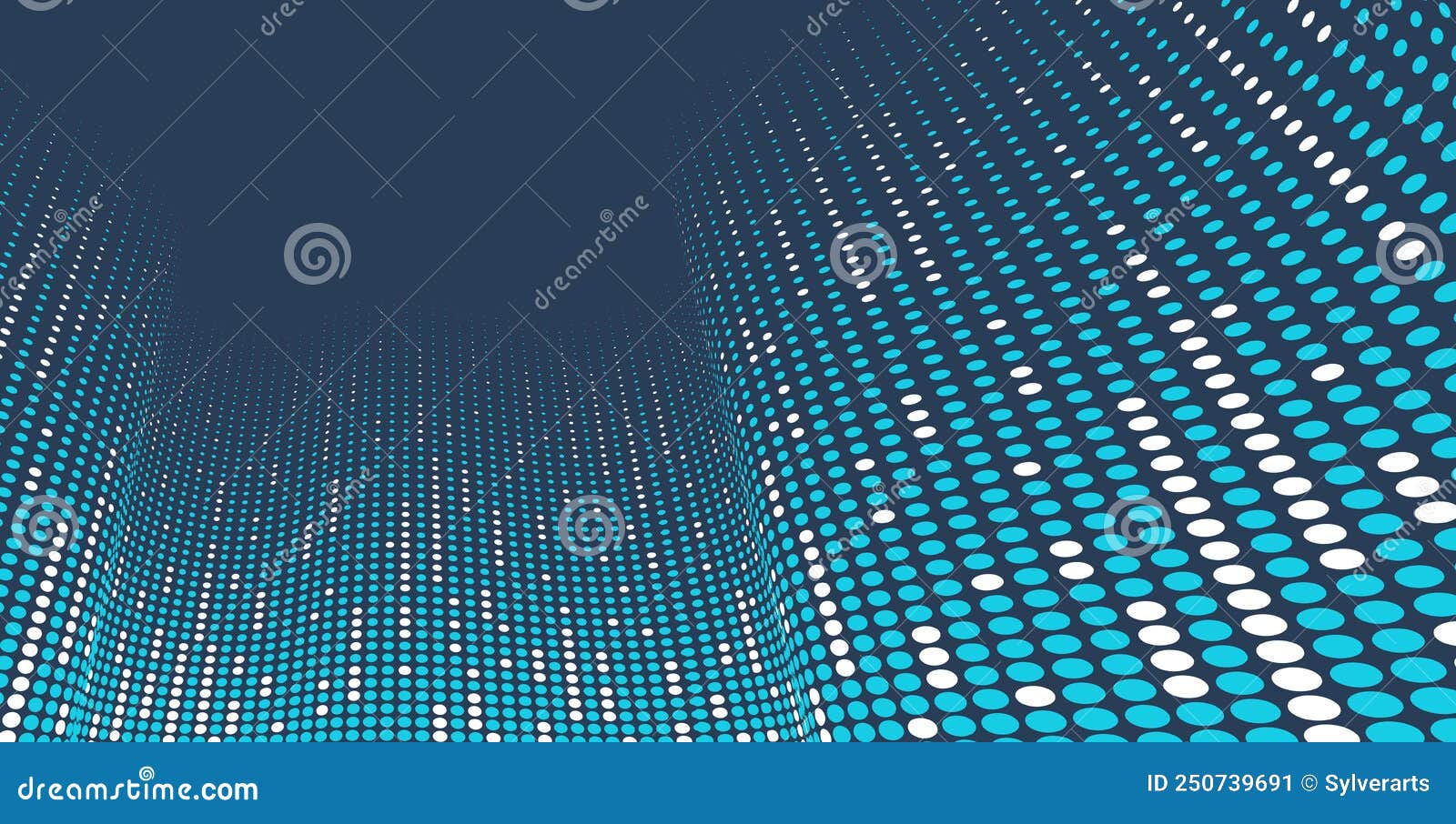 Dotted Vector Abstract Background, Blue Dots in Perspective Flow ...