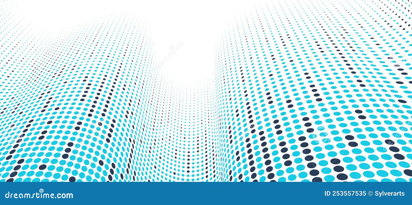 Dotted Vector Abstract Background, Blue Dots in Perspective Flow ...