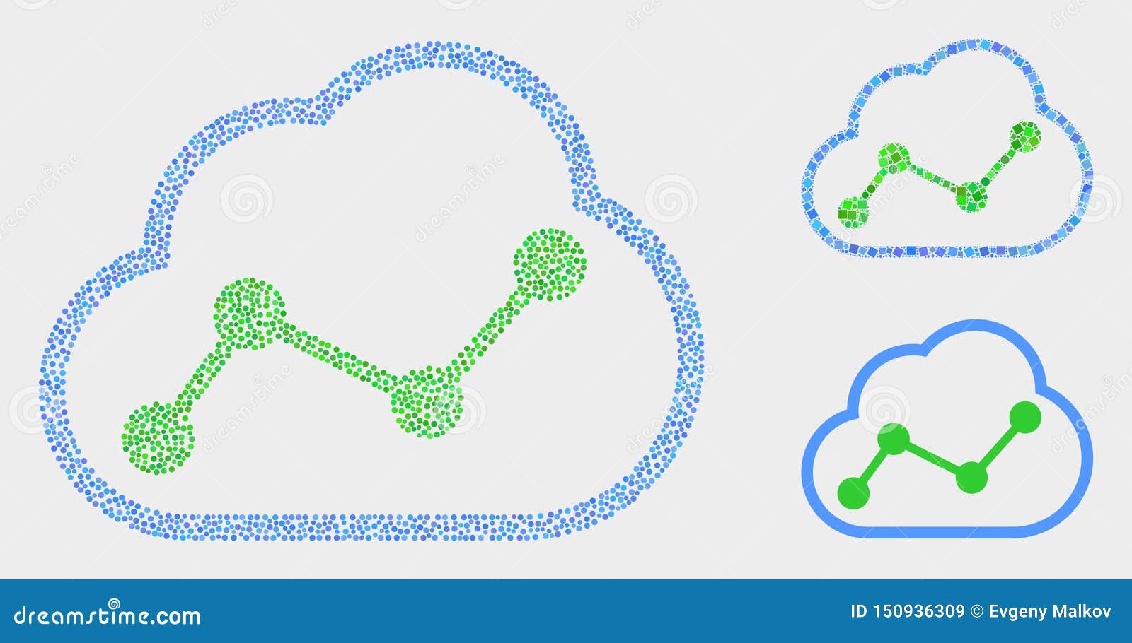 Dotted Vector Cloud Chart Icons Stock Vector - Illustration of chart ...