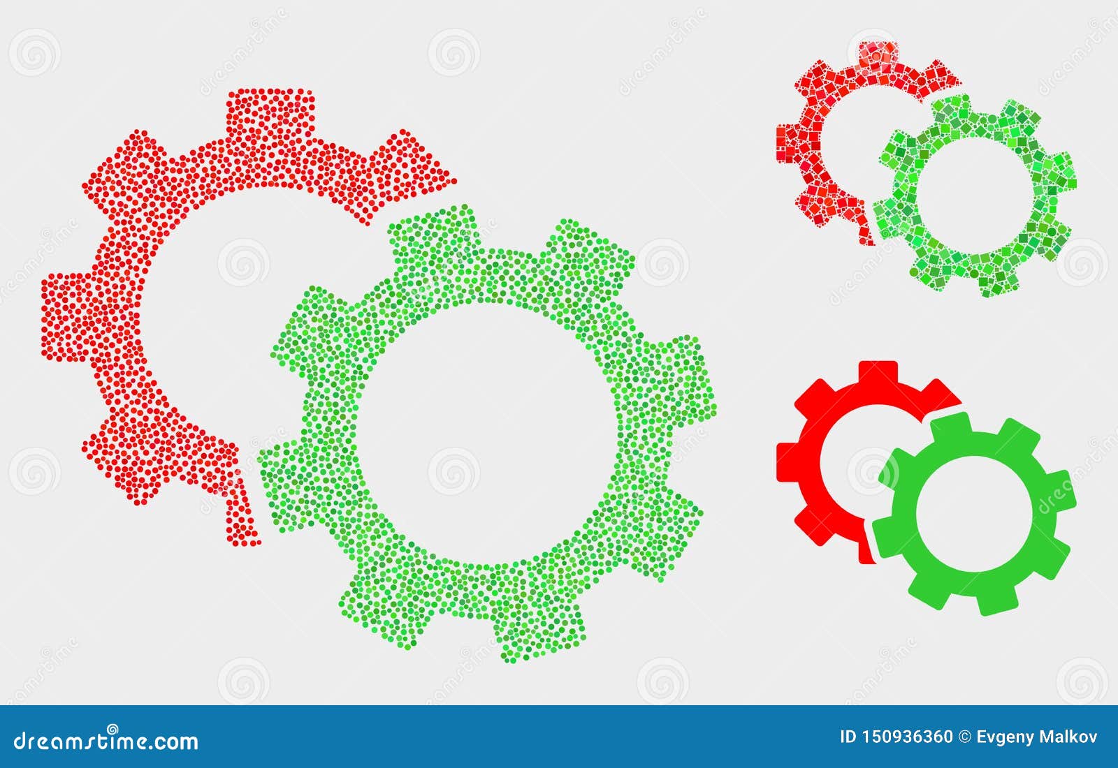 Dotted Vector Cogs Icons stock vector. Illustration of mechanical ...