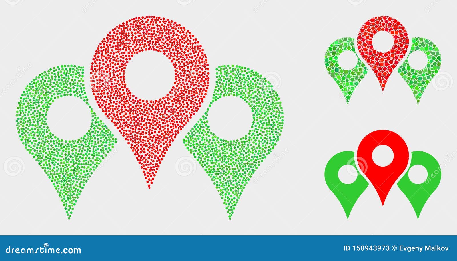 Dotted Vector Map Markers Icons Stock Vector - Illustration of ...