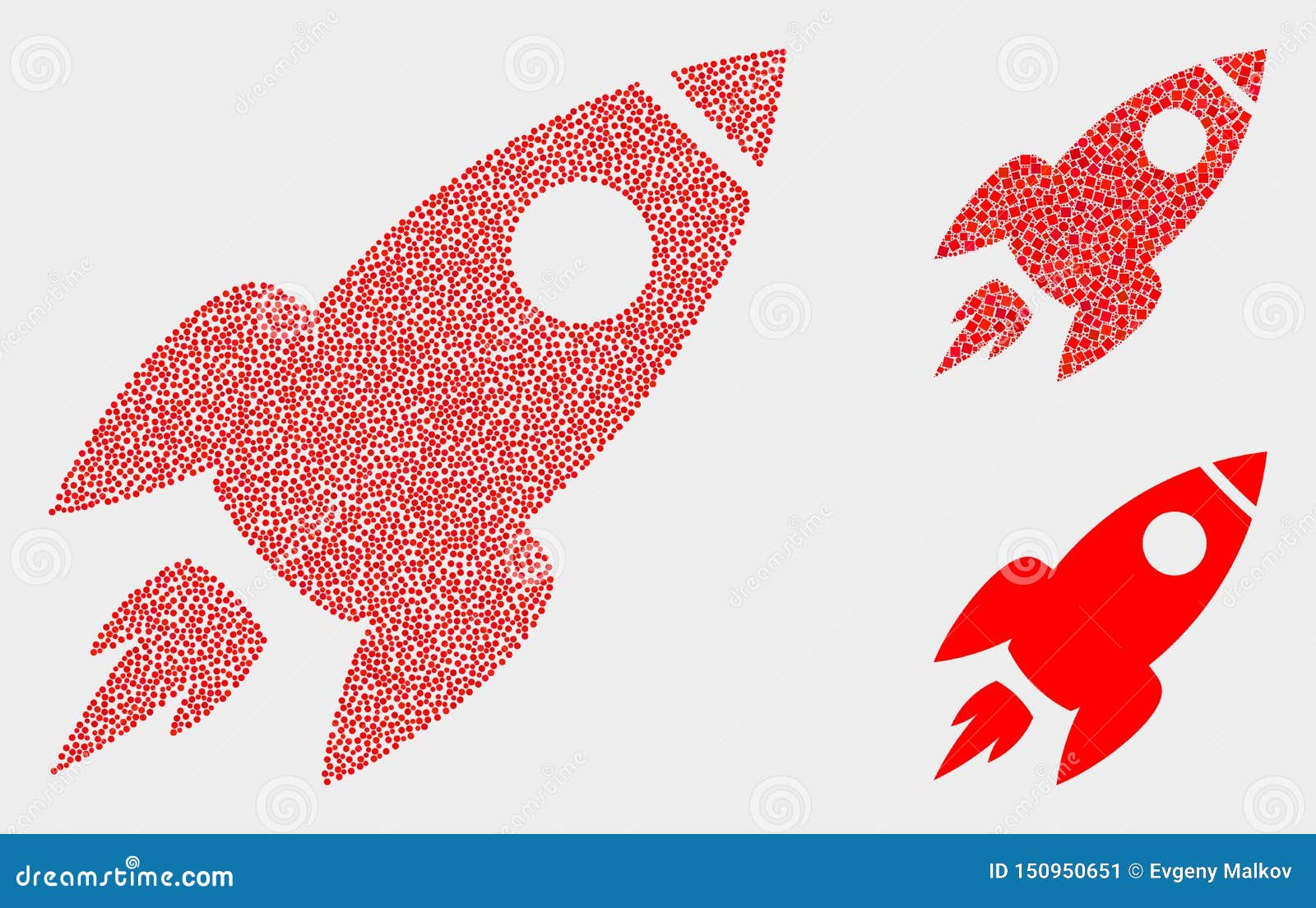 Dotted Vector Space Rocket Icons Stock Vector - Illustration of dots ...
