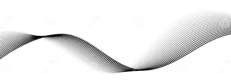 Dotted Wave Line Pattern. Black Halftone Undulate Background. Abstract ...