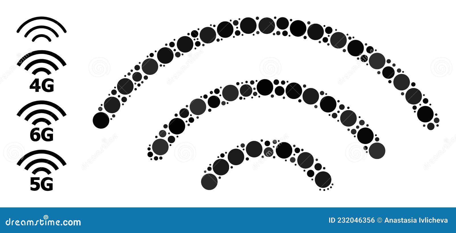 Dotted Wi-Fi Source Composition of Circles and Other Icons Stock Vector ...