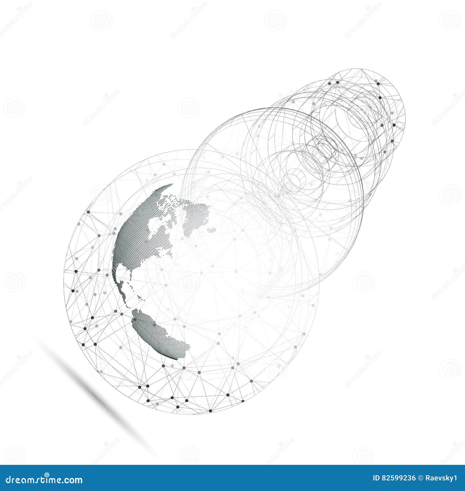 Dotted World Globe with Abstract Construction, Connecting Lines and ...
