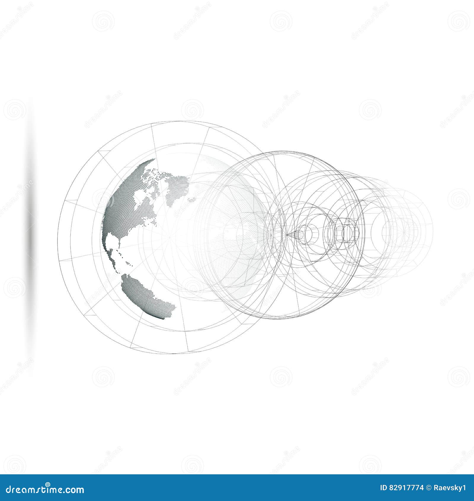 Dotted World Globe, Isolated Abstract Construction, Connecting Lines on ...