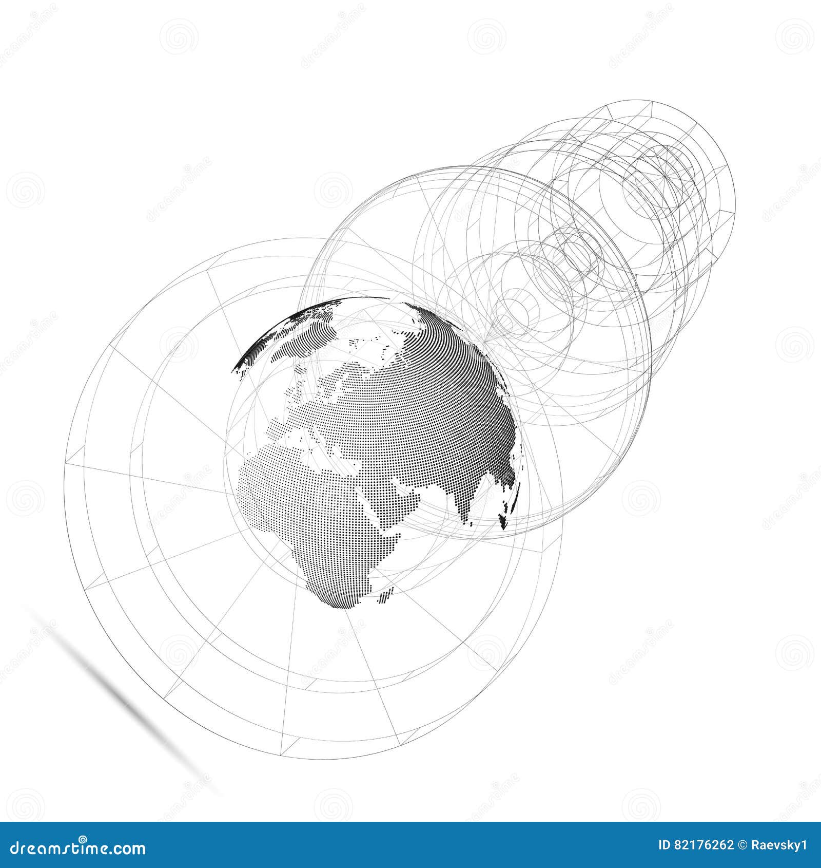 Dotted World Globe, Isolated Abstract Construction, Connecting Lines on ...