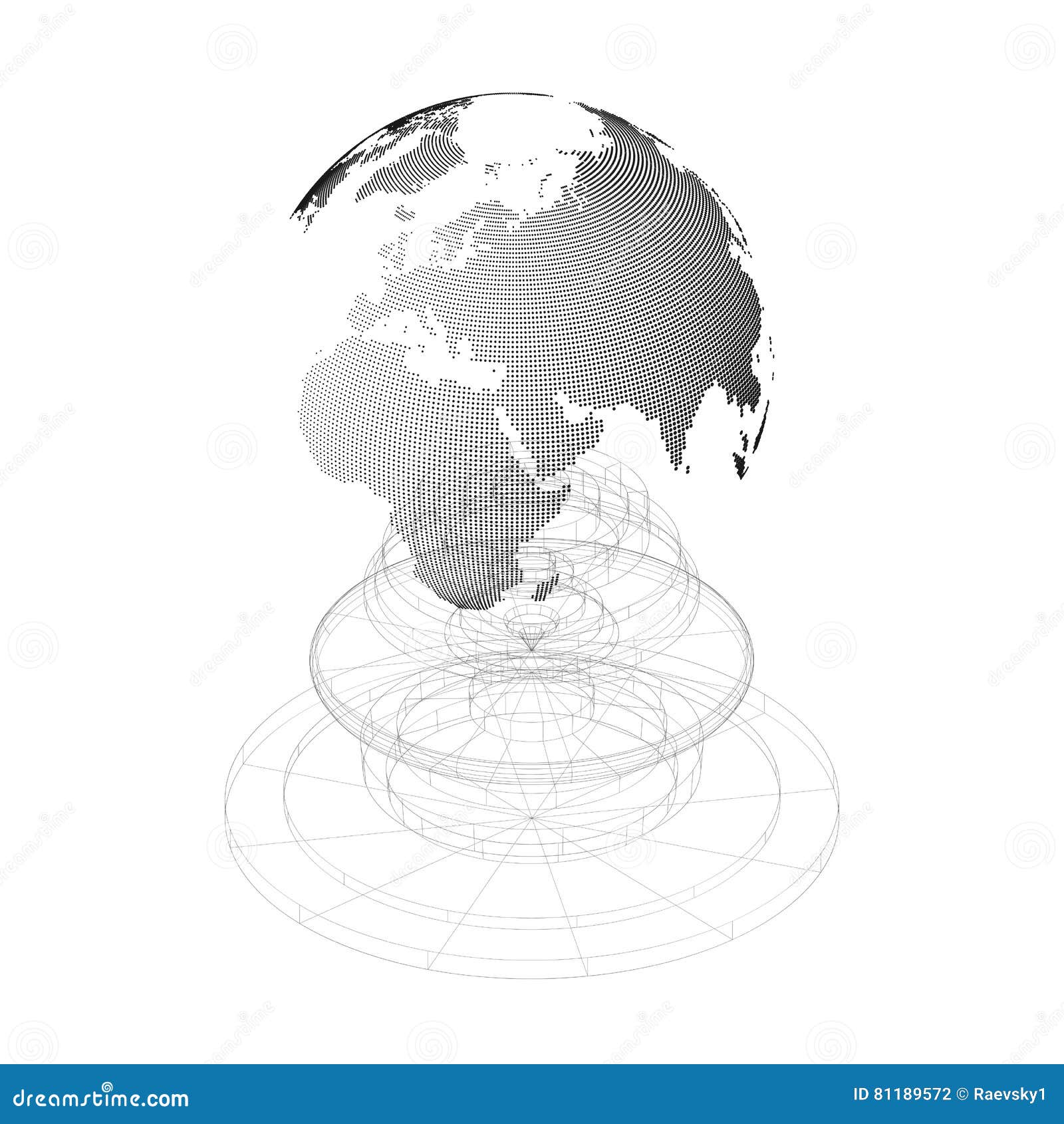 Dotted World Globe with Isolated Construction on White Background ... Dotted World Globe with Isolated Construction on White Background ...