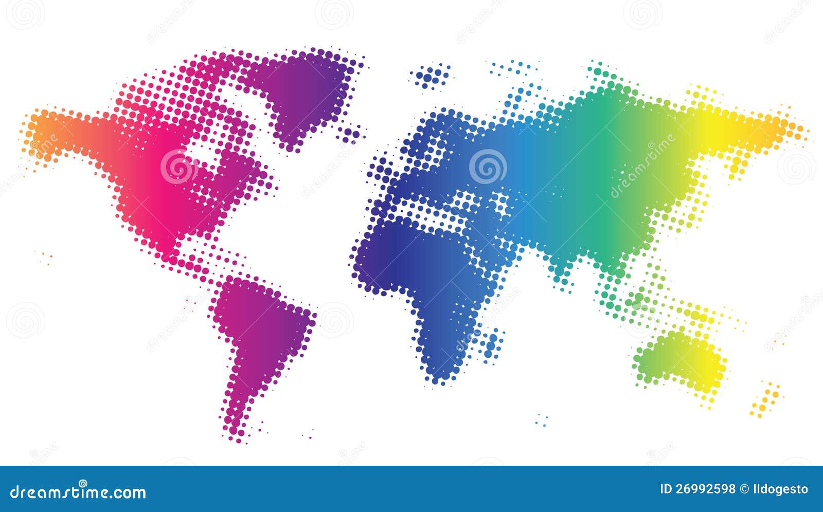 Dotted World Map Over Blueprint Background Vector Illustration ...