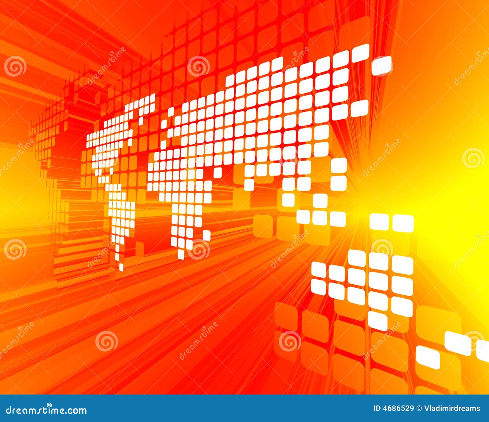 Dotted World Map Over Blueprint Background Vector Illustration ...