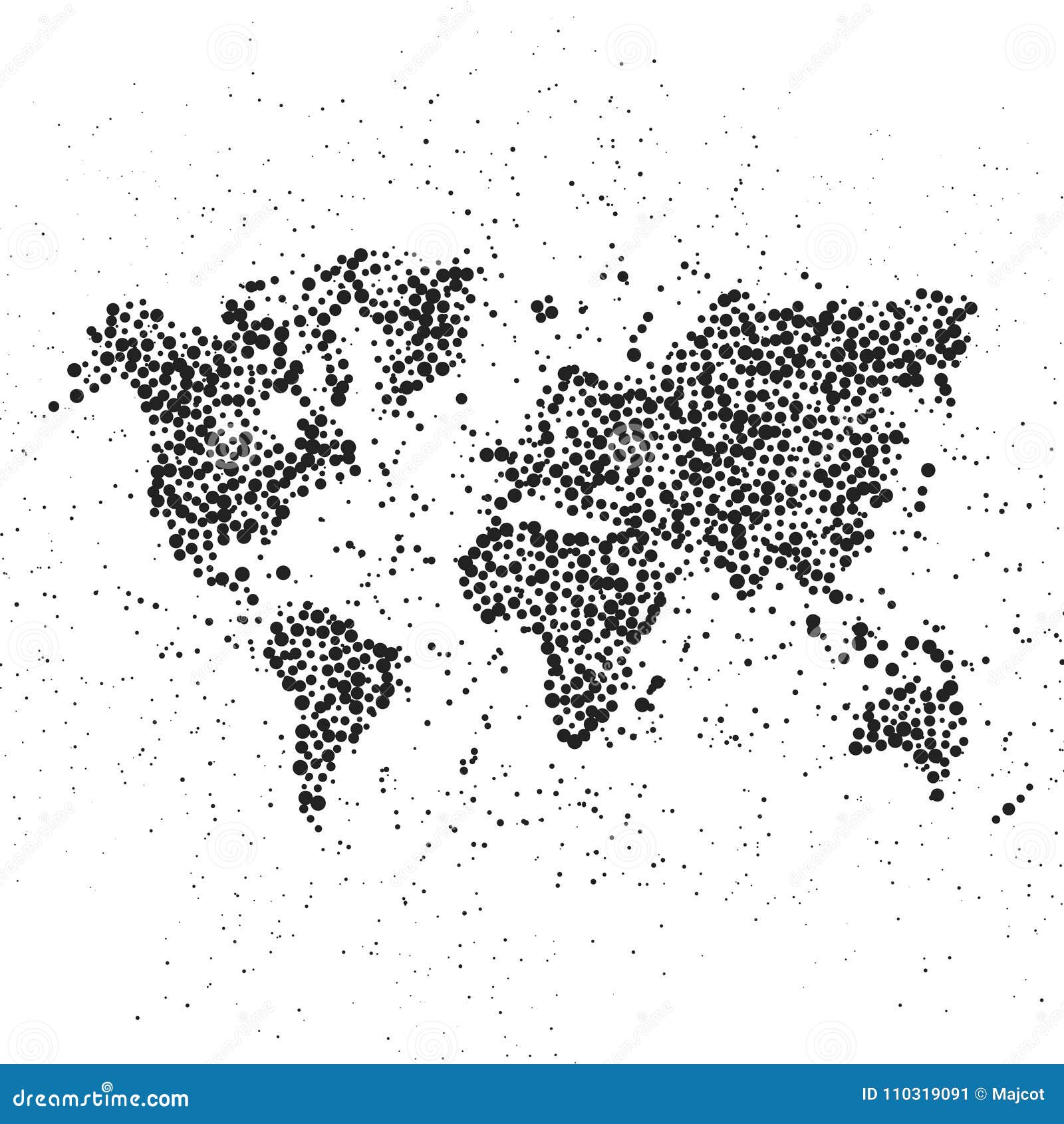 Dotted world map stock vector. Illustration of black - 110319091
