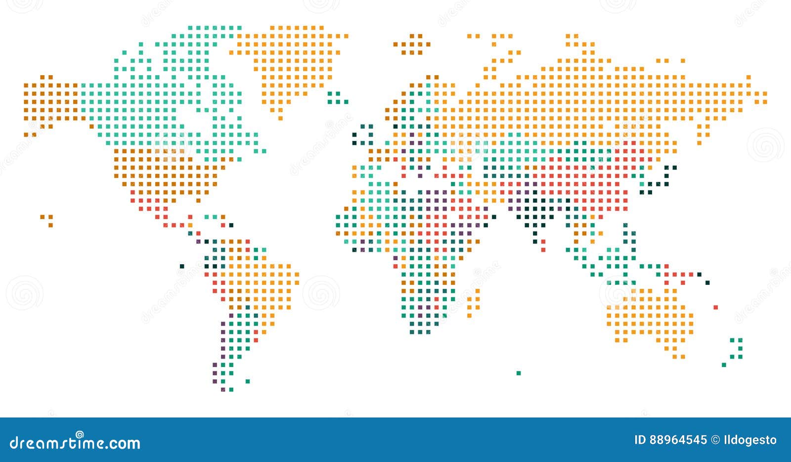Dotted World Map with Countries Borders Stock Vector - Illustration of ...