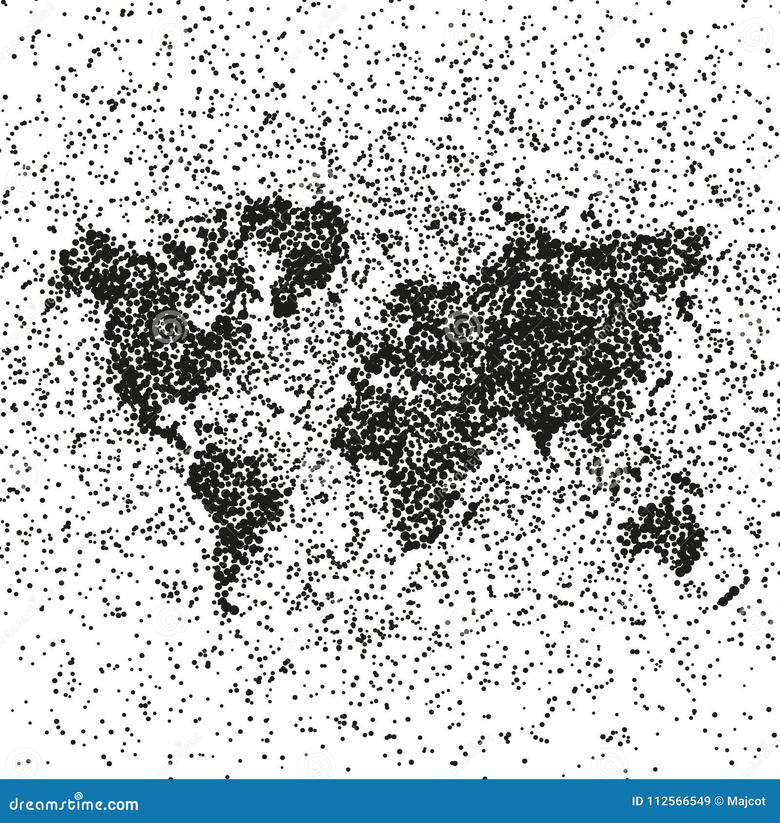 Dotted world map stock vector. Illustration of asia - 112566549