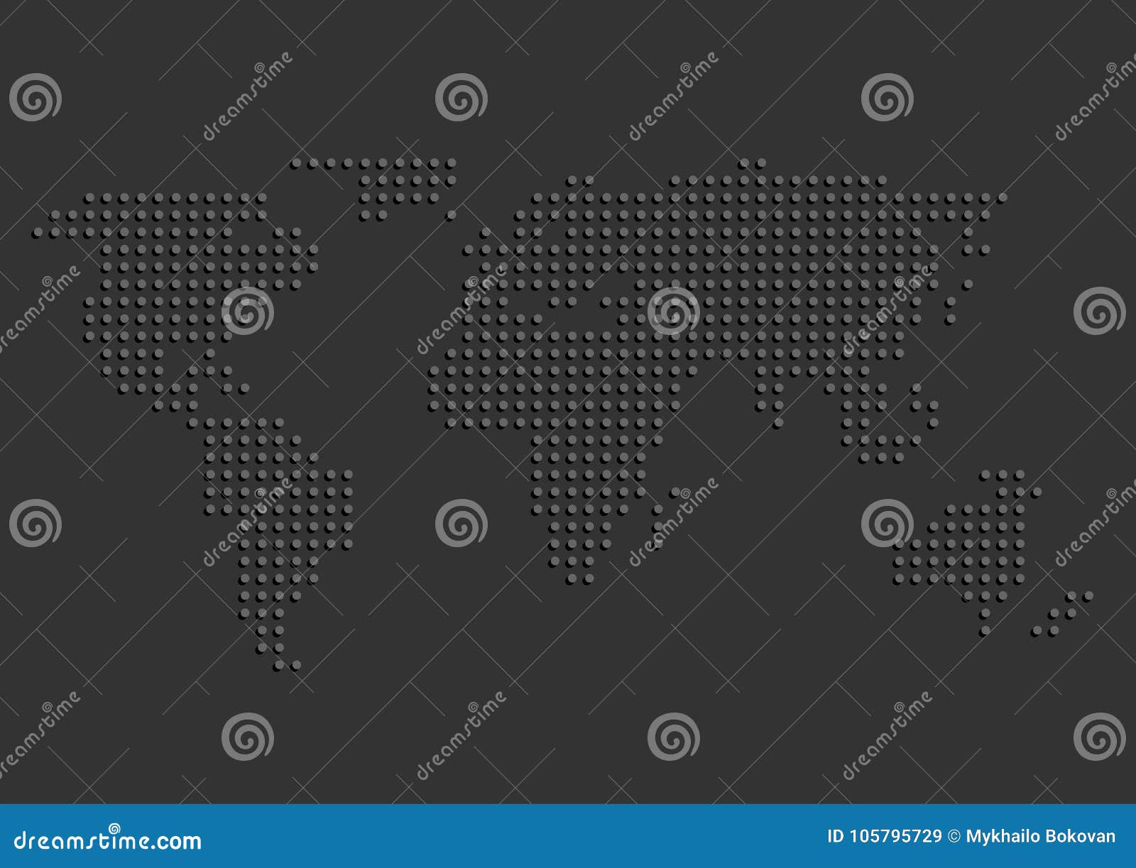 Dotted World map stock vector. Illustration of europe - 105795729