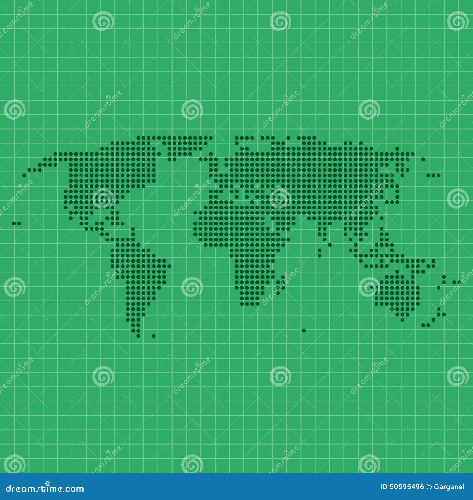 Dotted World Map with Geographic Grid Stock Illustration - Illustration ...