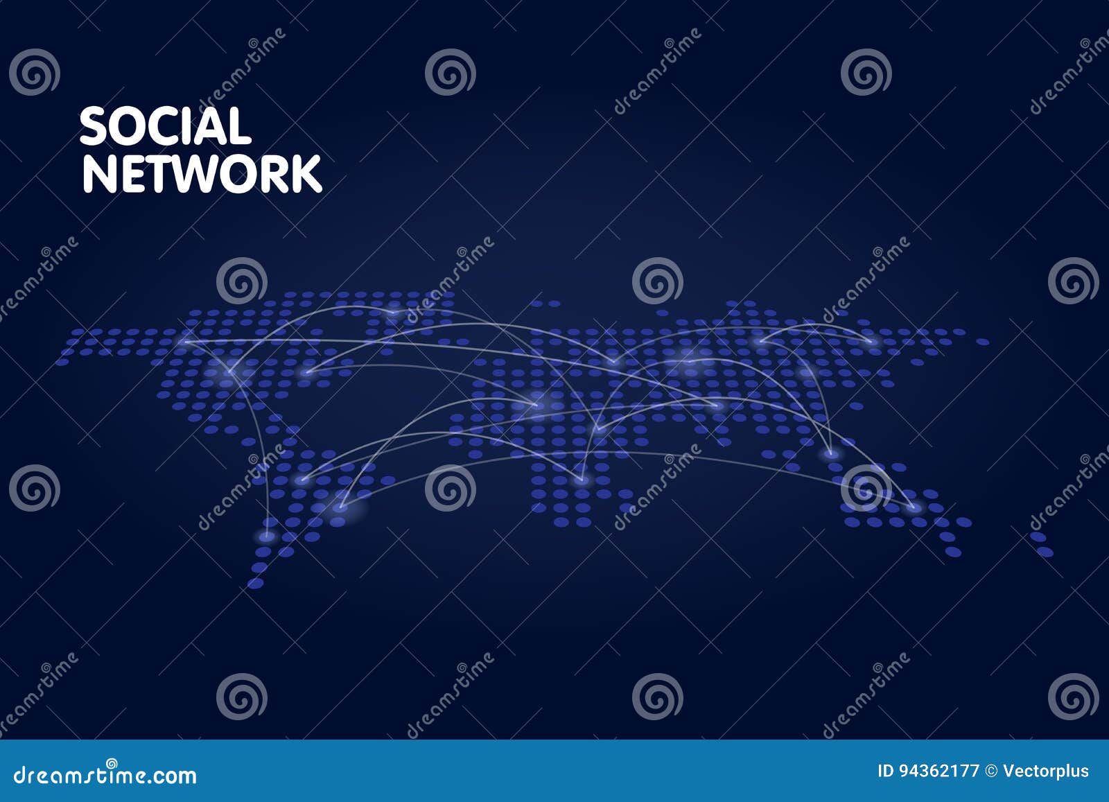Dotted World Map Network Technology Concept Vector Illustration Stock ...