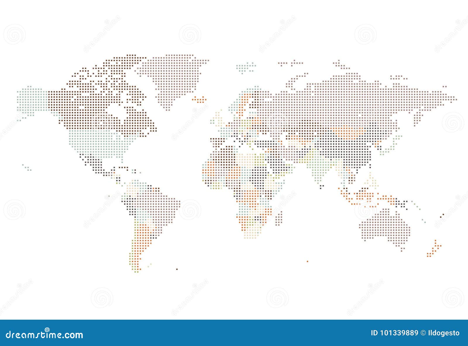 Dotted World Map of Square Dots Stock Vector - Illustration of global ...