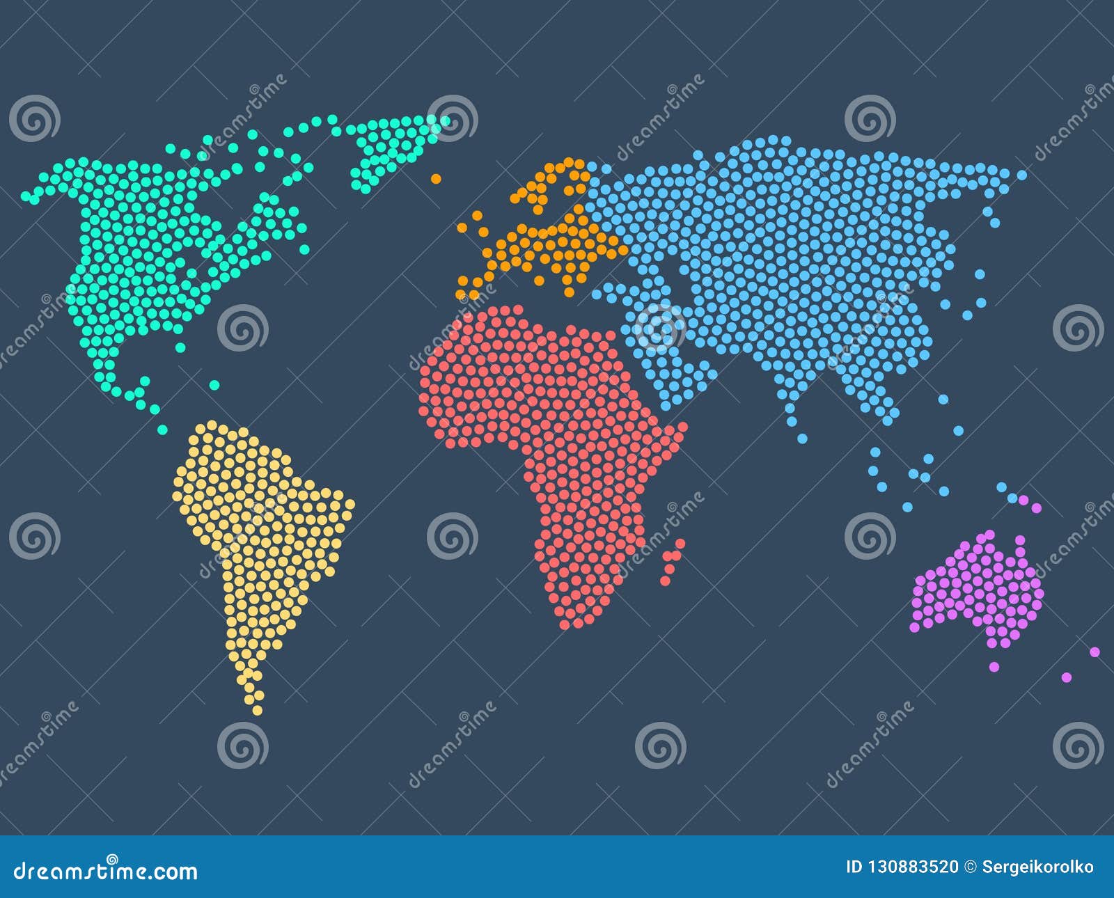 Dotted World Map, Stock Vector Illustration Stock Vector - Illustration ...