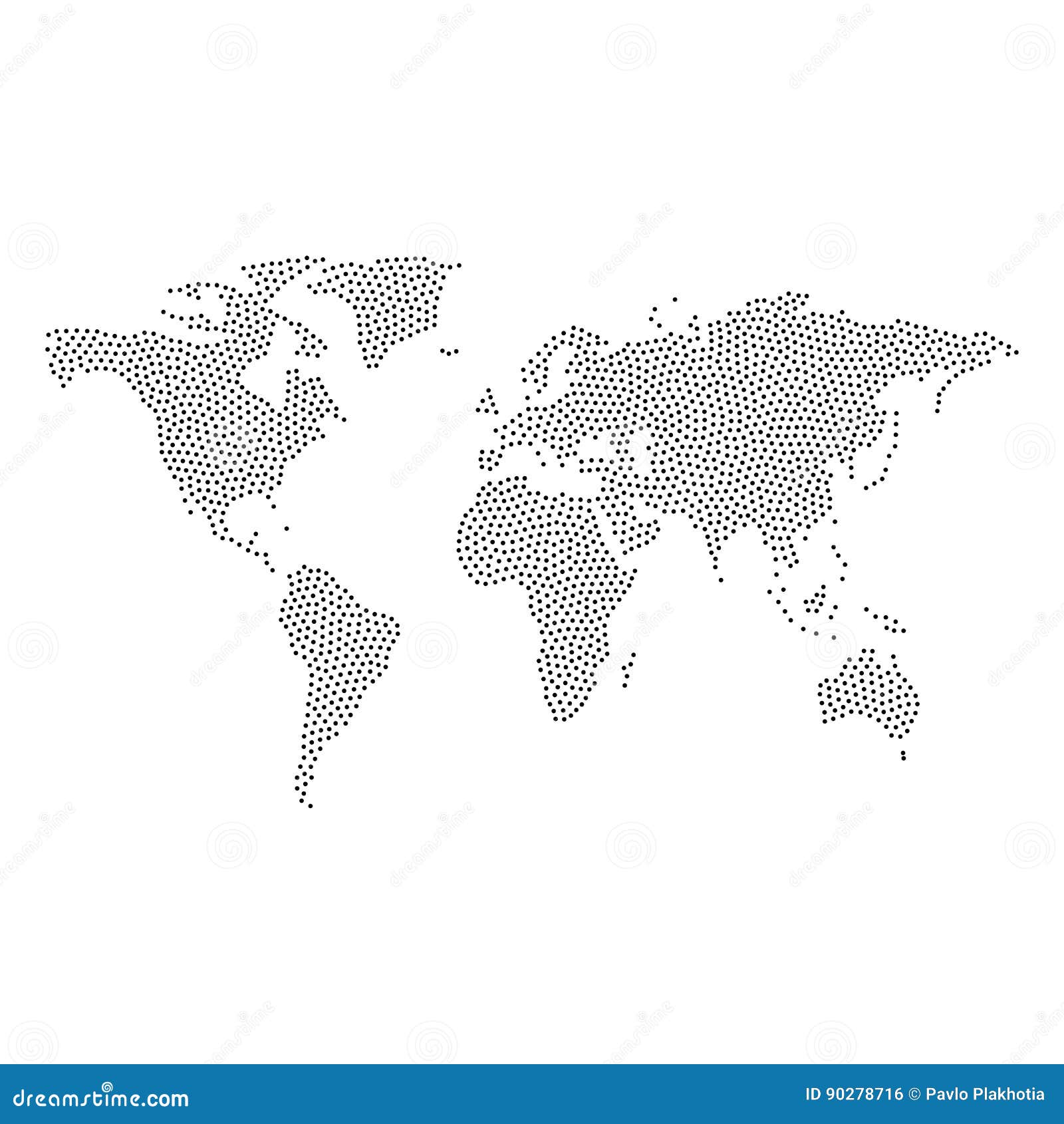 Dotted world map vector stock vector. Illustration of blue - 90278716