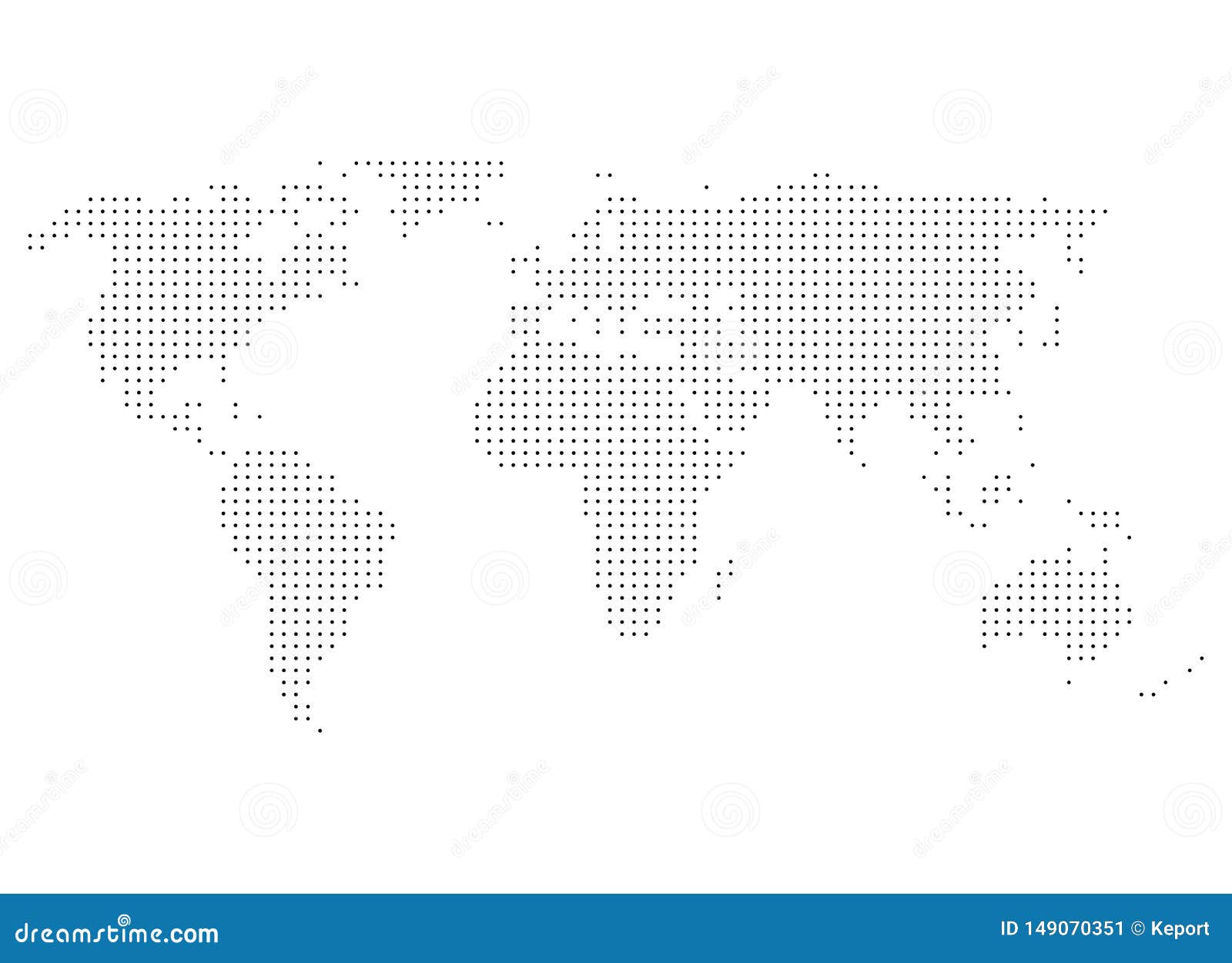 Dotted World Map White and Grey Stock Illustration - Illustration of ...