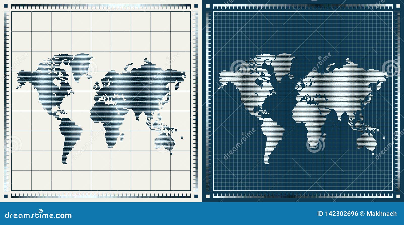 Dotted World Maps Set Vector Illustration | CartoonDealer.com #142302696