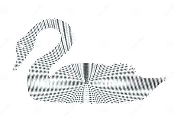 Dotted Black Swan Symbol, Silhouette Made of Circularly Arranged Gray ...