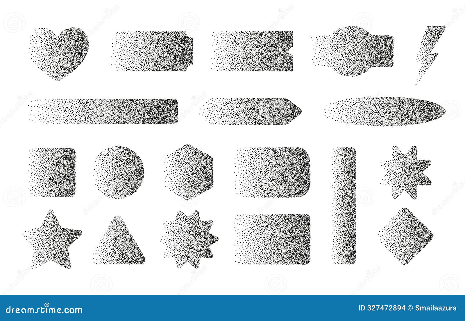 Dotwork Abstract Shapes in Black Grain Texture Stock Illustration ...