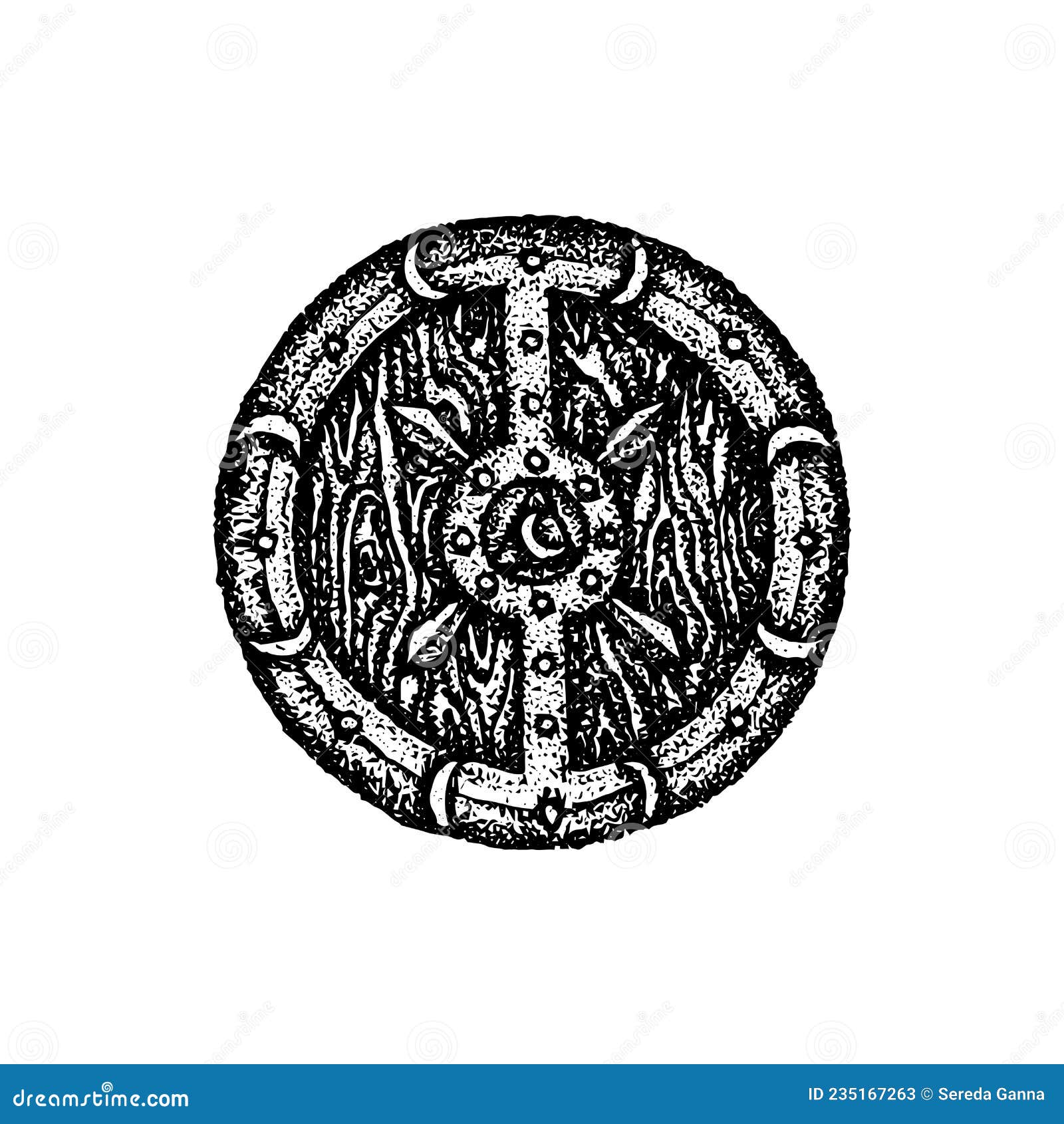 Dotwork Armor Shield stock vector. Illustration of iron - 235167263