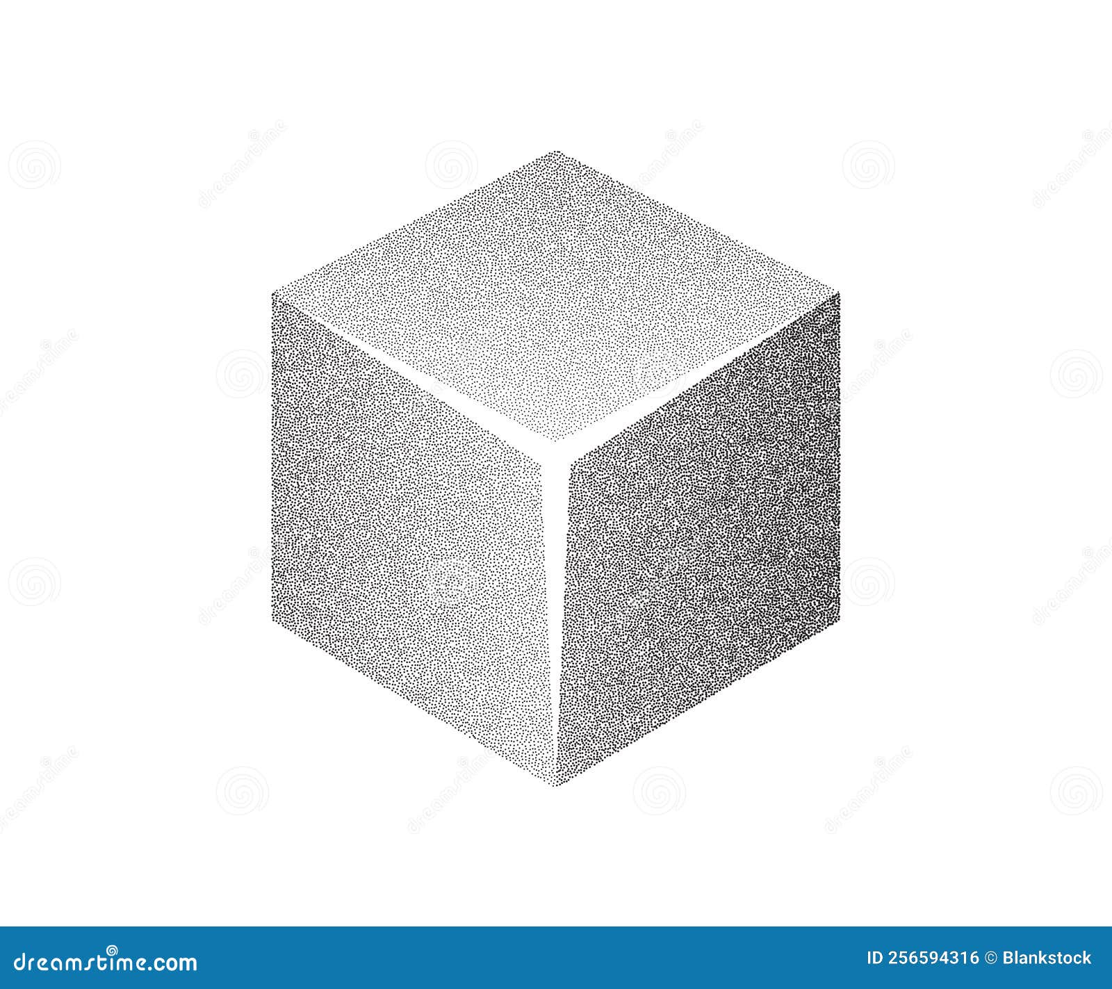 Dotwork 3D Cube Background. Black Noise Stipple Dots. Dotted Box Vector ...