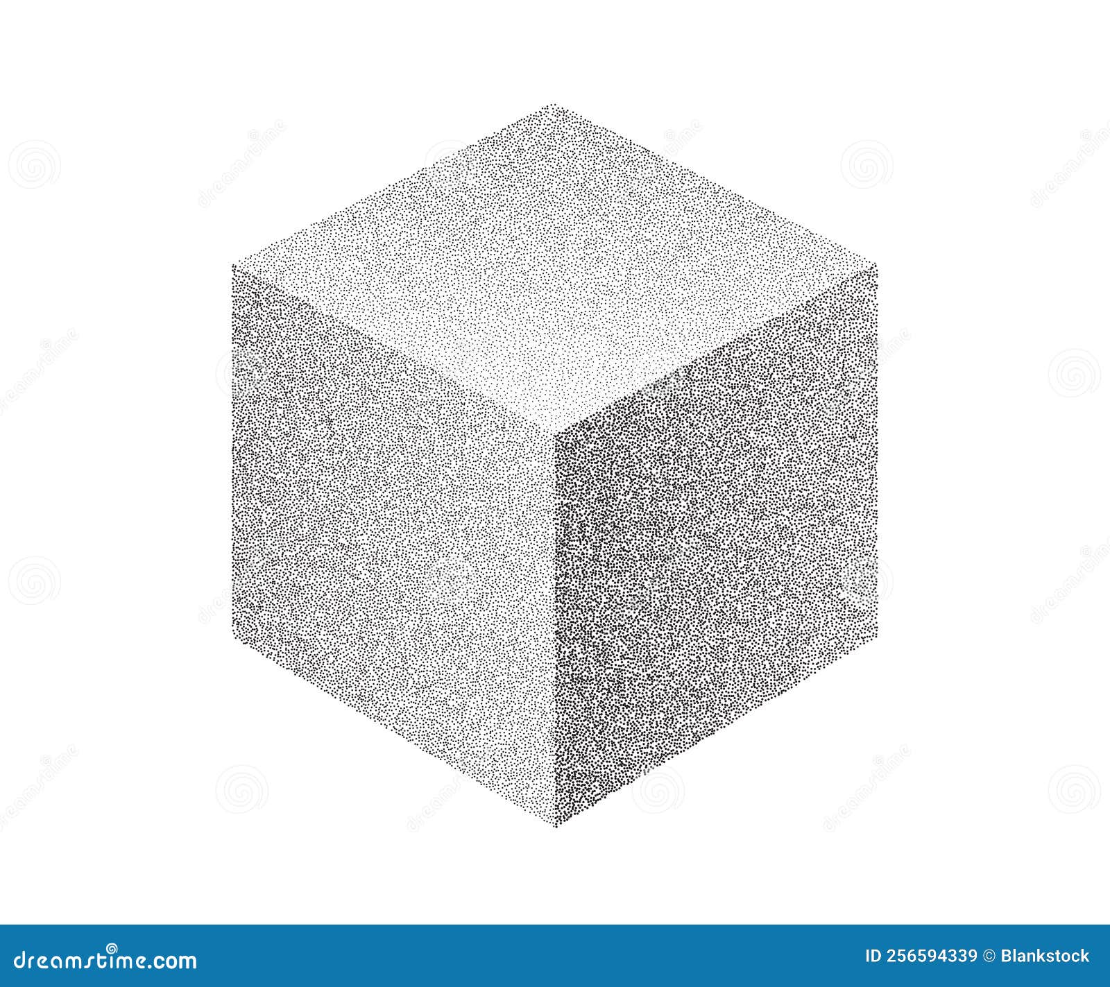 Dotwork 3D Cube Background. Black Noise Stipple Dots. Dotted Box Vector ...