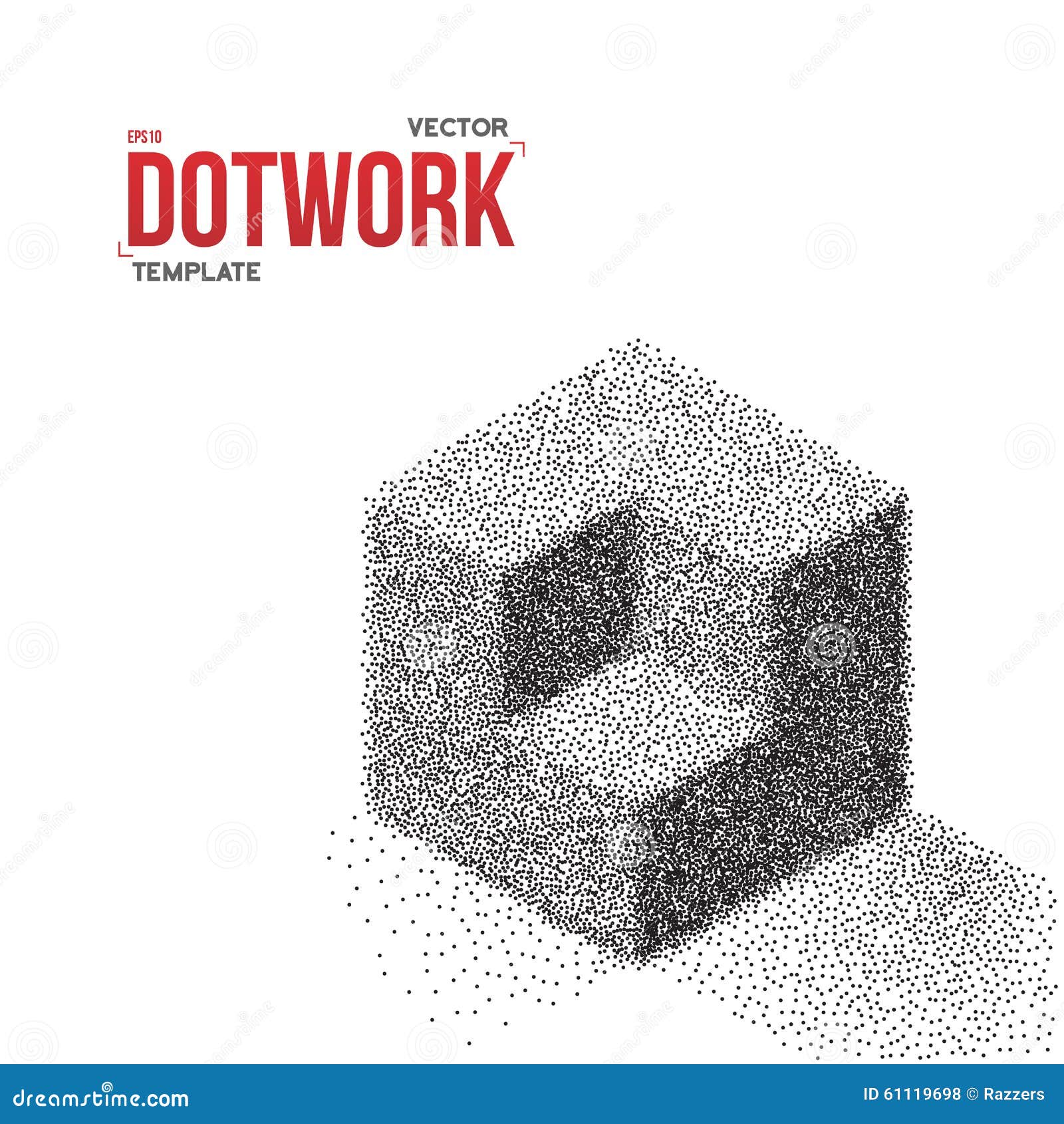 Dotwork Halftone Vector Cube. Tattoo Style Vector Backgroun Stock ...