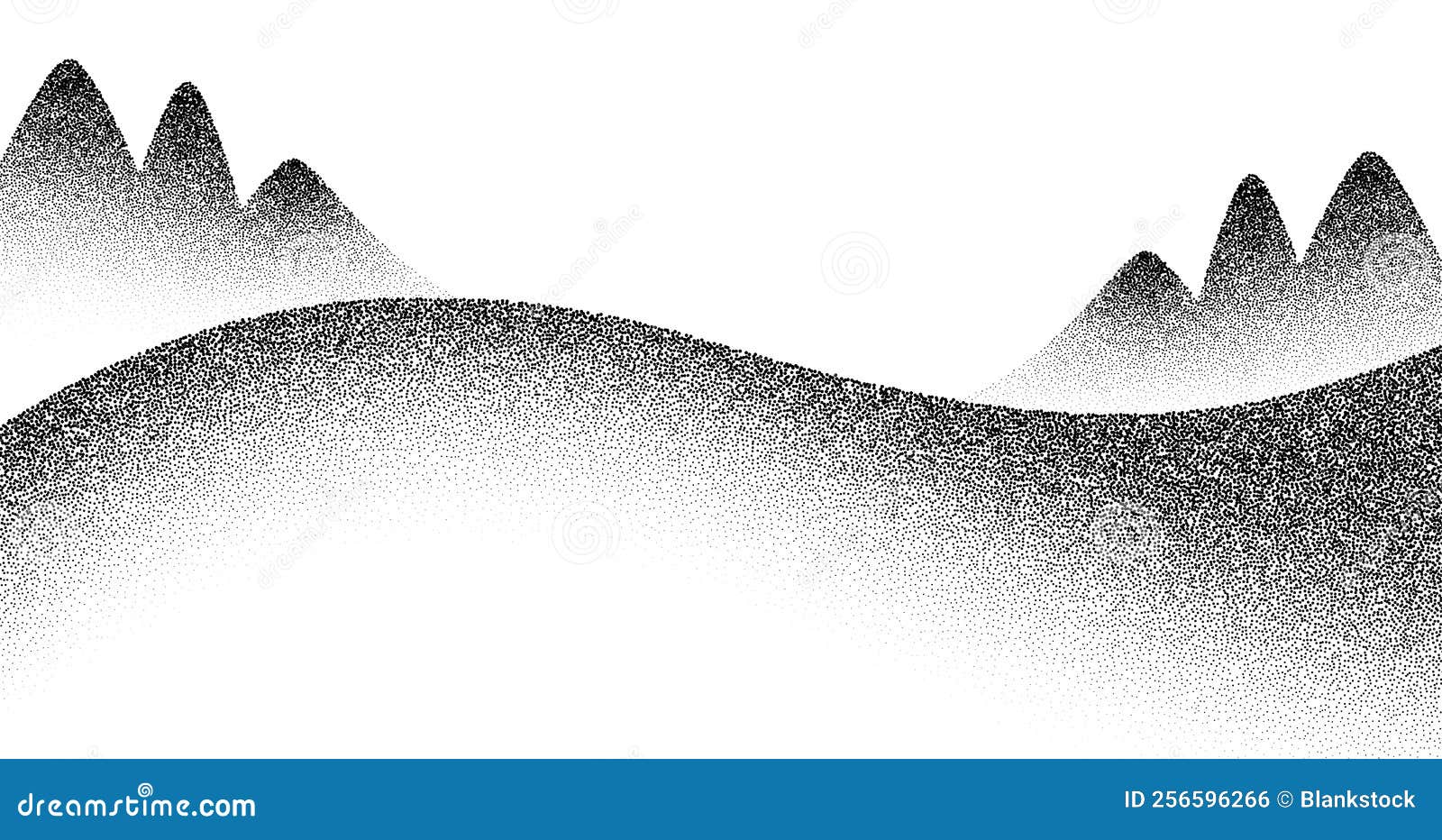 Dotwork Mountain Pattern Background. Black Noise Stipple Dots Hills ...