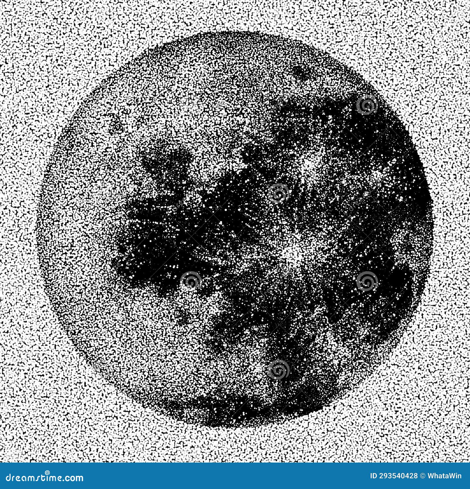 Dotwork Stippling Full Moon Vector Illustration Stock Vector ...