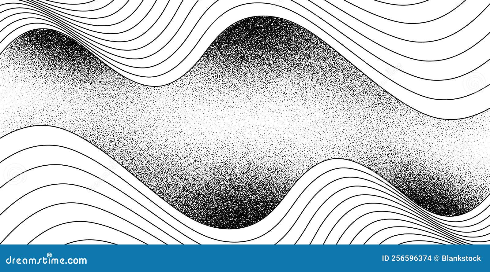 Dotwork Wave Pattern Background. Black Noise Lines with Dots. Dotted ...